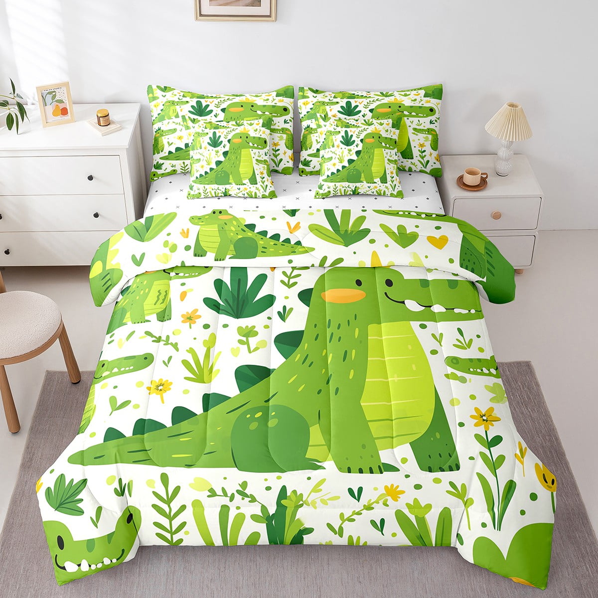 Funny Crocodile Bedding Comforter Sets 7pcs Cartoon Wildlife Bed in a ...