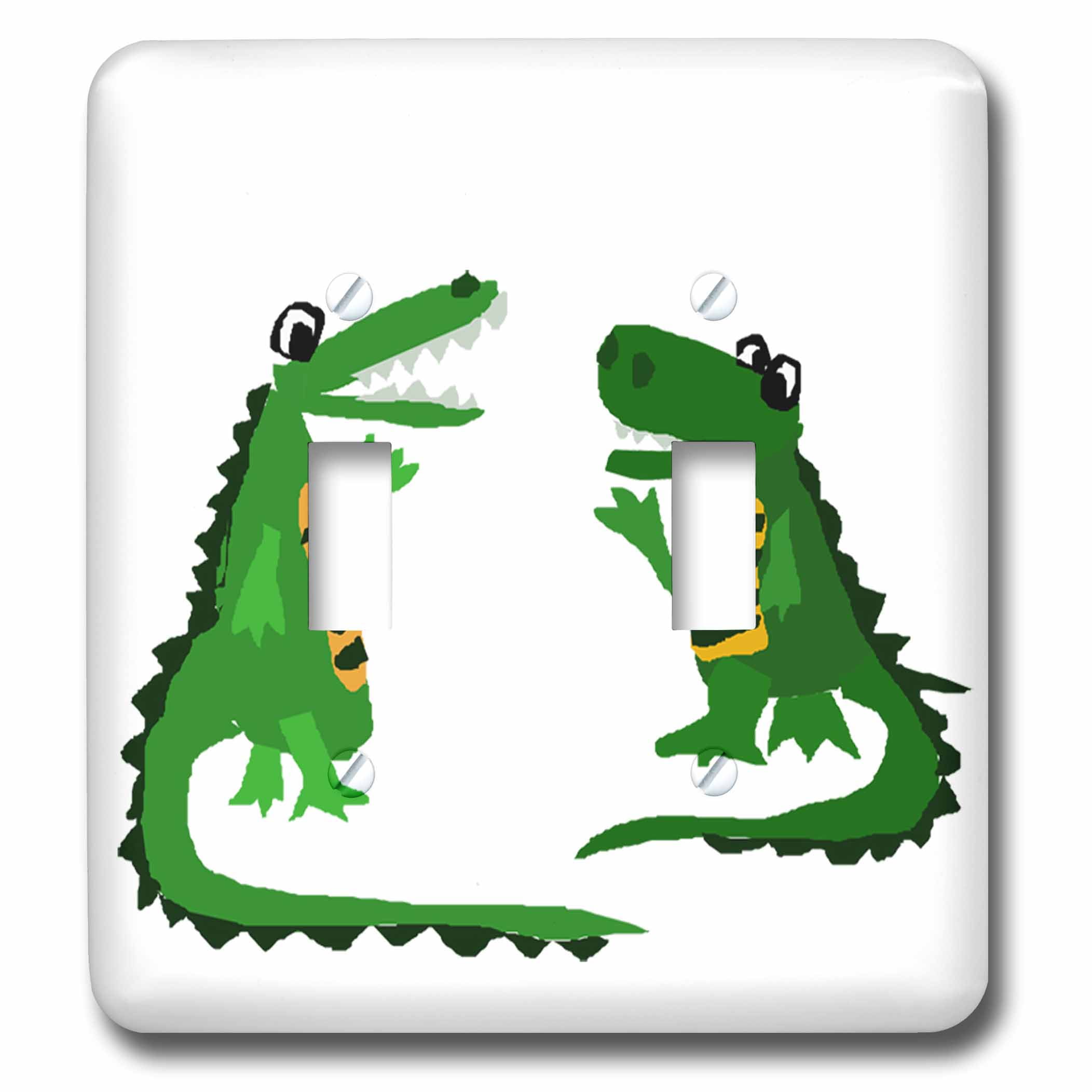 3dRose, Funny Crocodile Talking to Alligator, double toggle switch ...