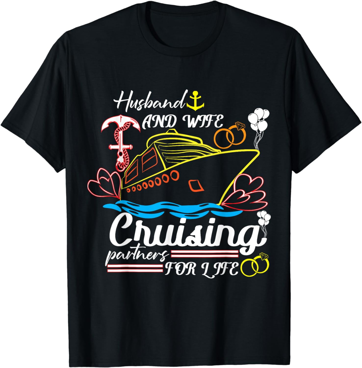 Funny Cruising Design For Husband Wife Couples Cruise Ship T-Shirt ...
