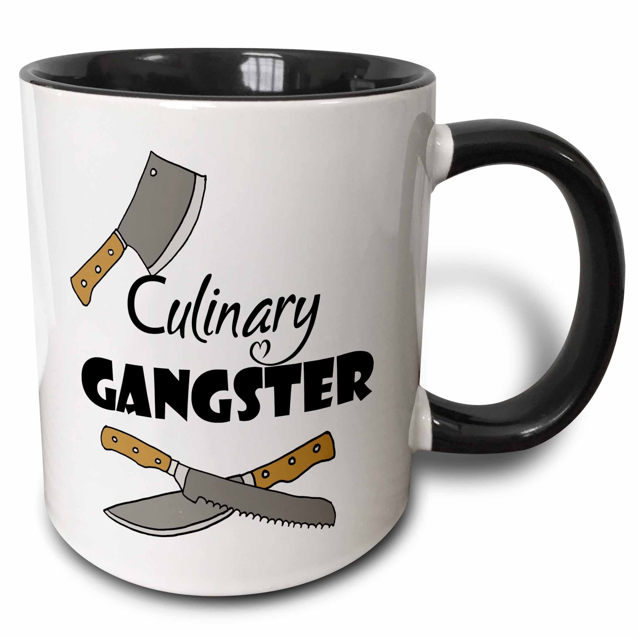Funny Culinary gangster Cooking with Knives Design 15oz Two-Tone Black ...