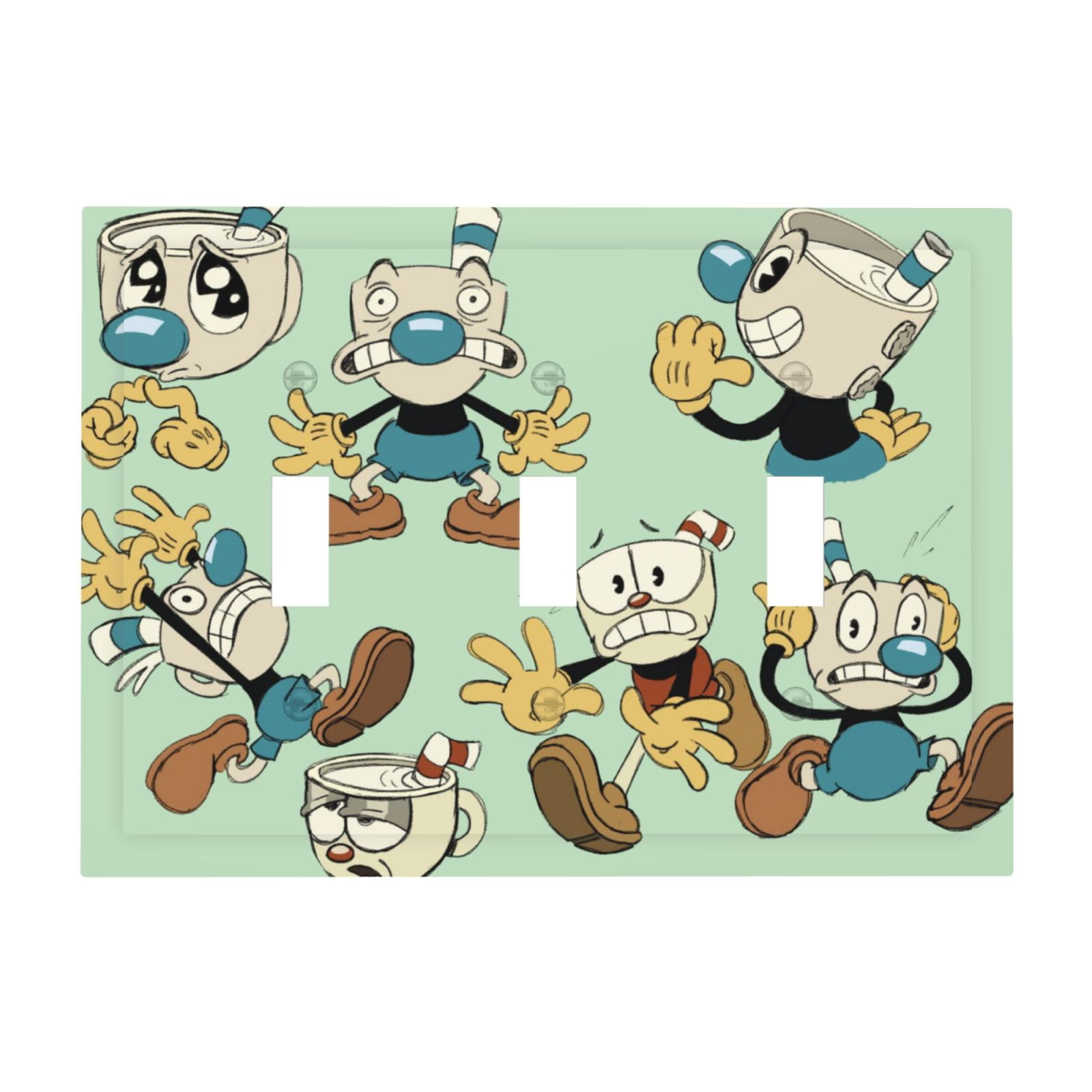 Funny Cuphead Mugman Wall Plate Cover 3 Gang Toggle Decorative Light ...
