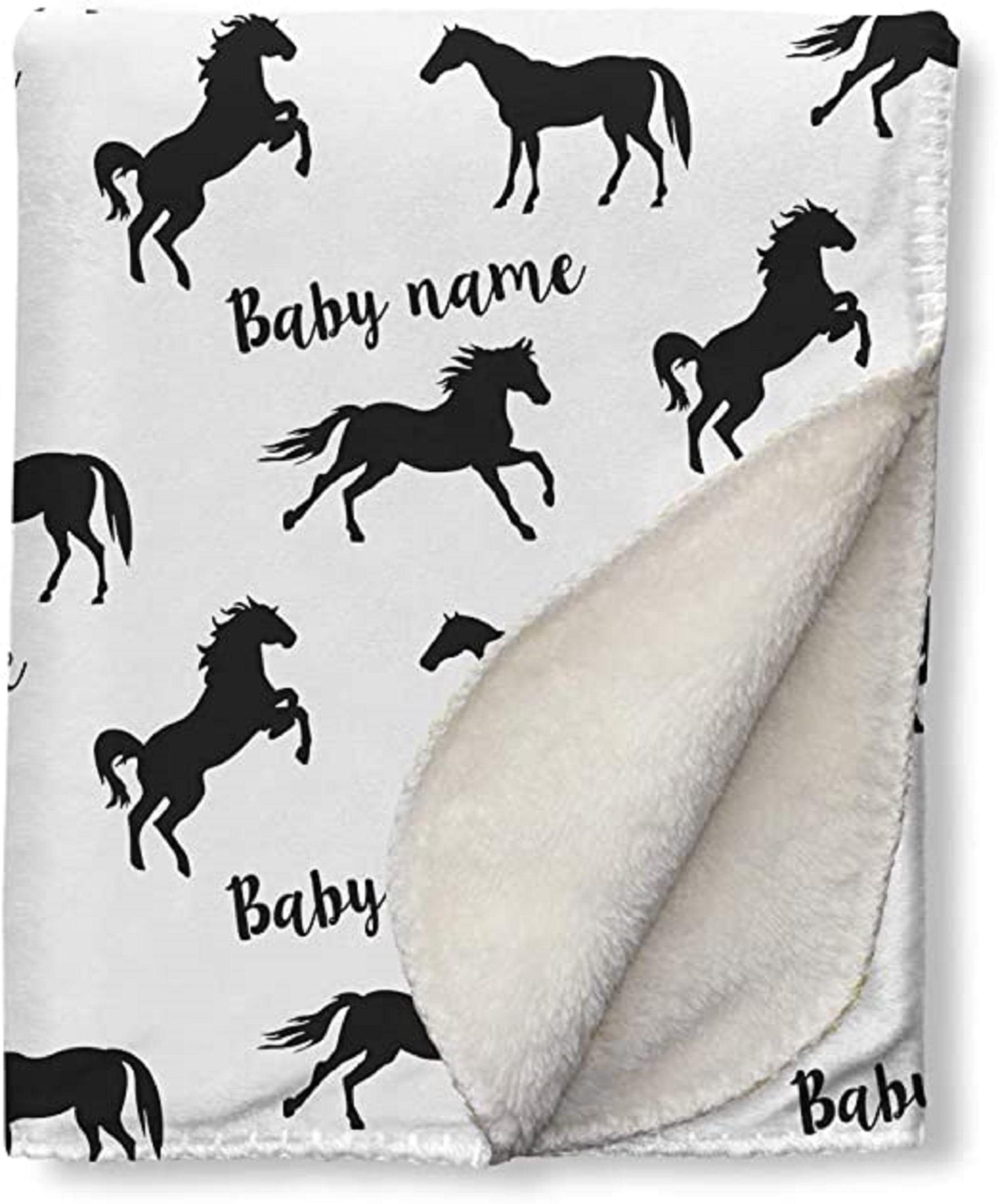 Funny Custom Blanket with Baby Name Print Horse Pattern Personalzed ...