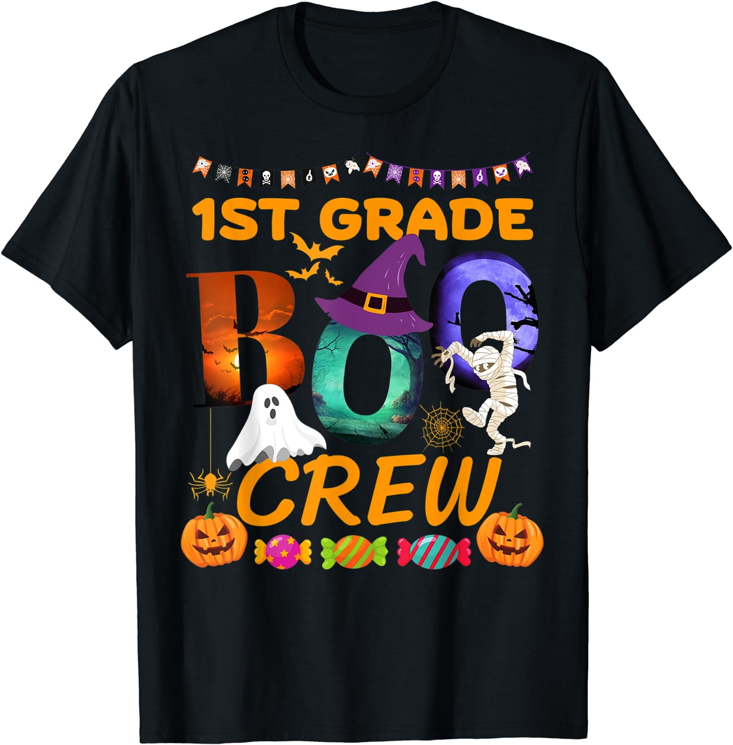 Funny Cute 1st Grade Boo Crew Halloween Student Teacher Team T-Shirt ...
