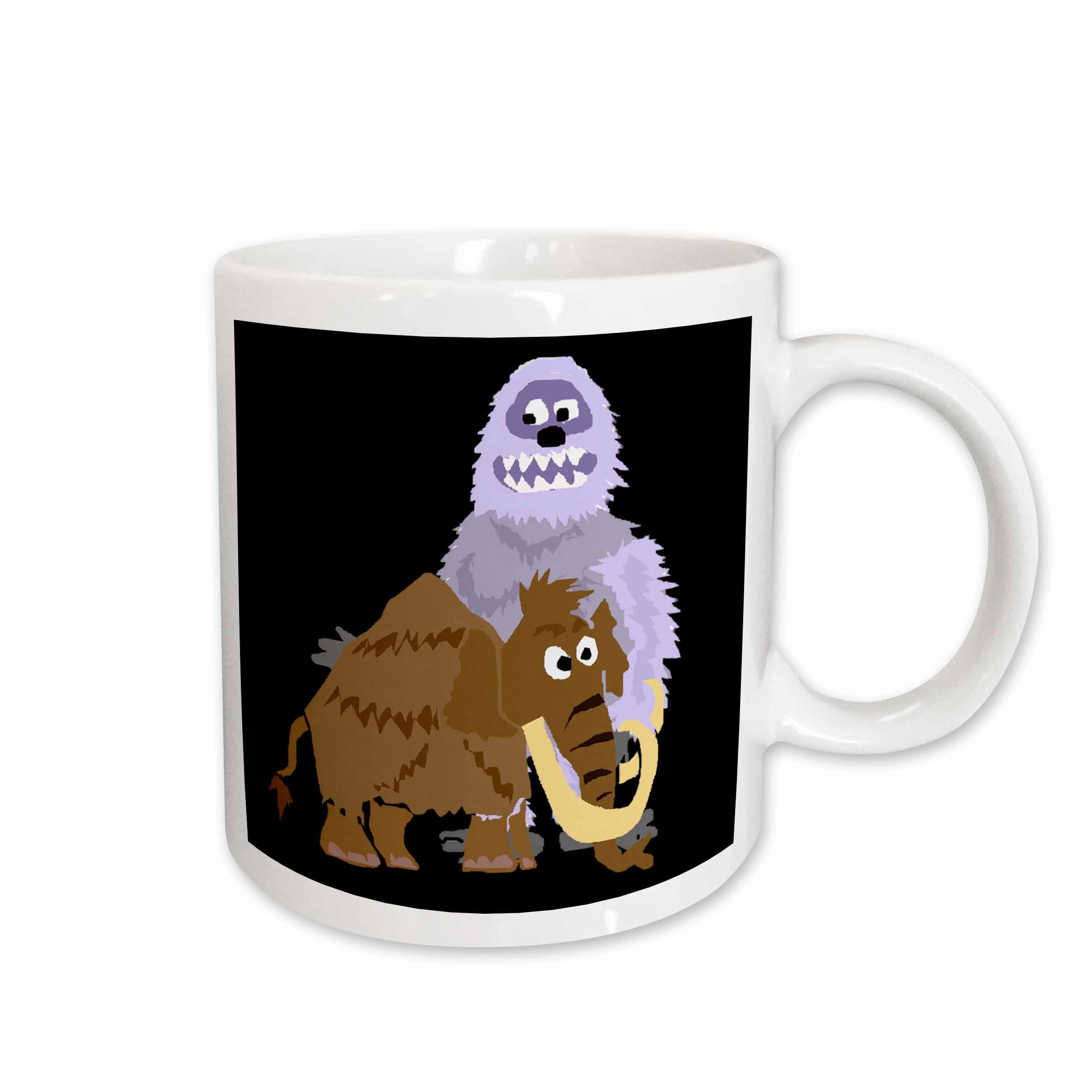 3drose, Funny Cute Abominable Snowman and Woolly Mammoth Cartoon, 15oz ...