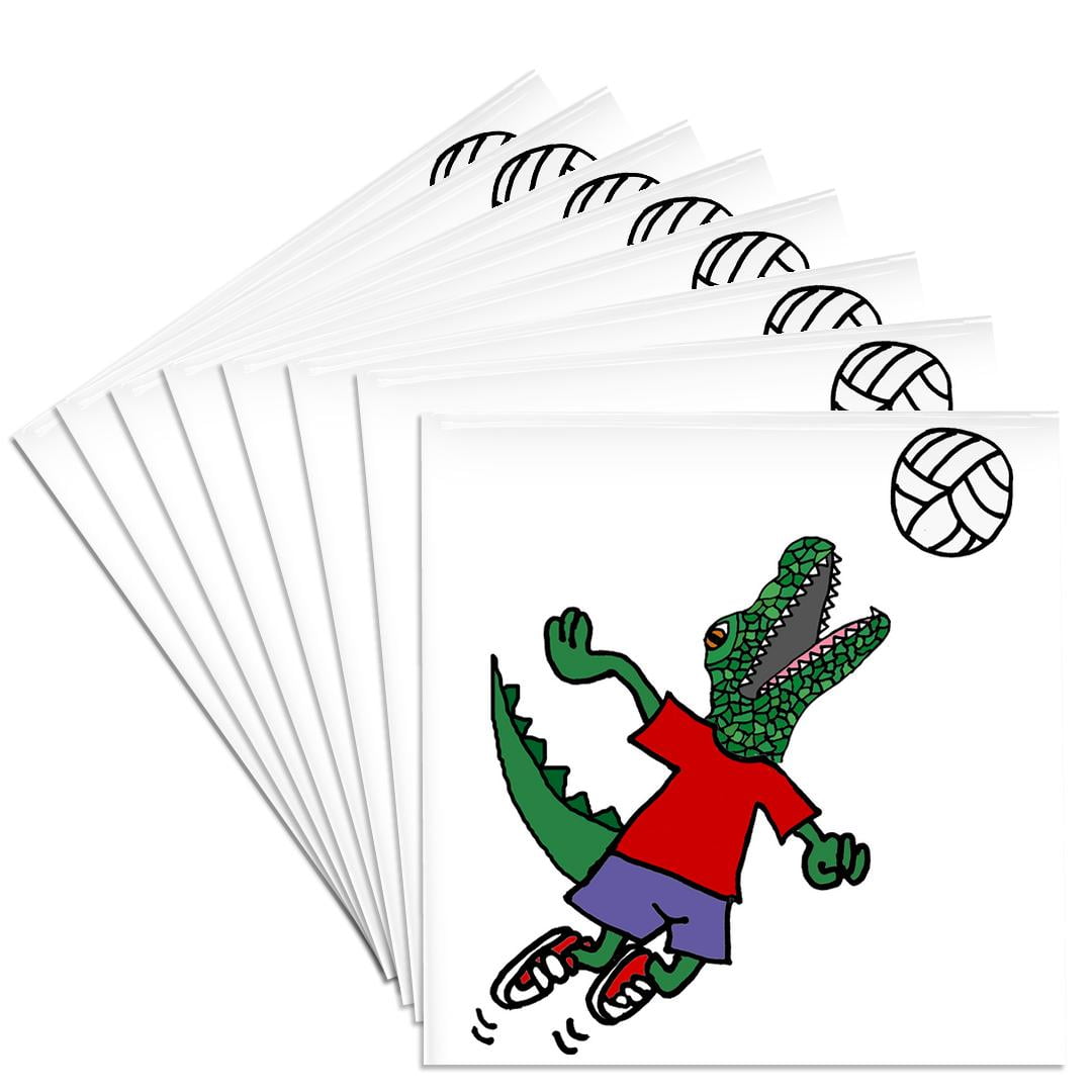 3drose, Funny Cute Alligator Playing Volleyball Spike Sports Gator ...