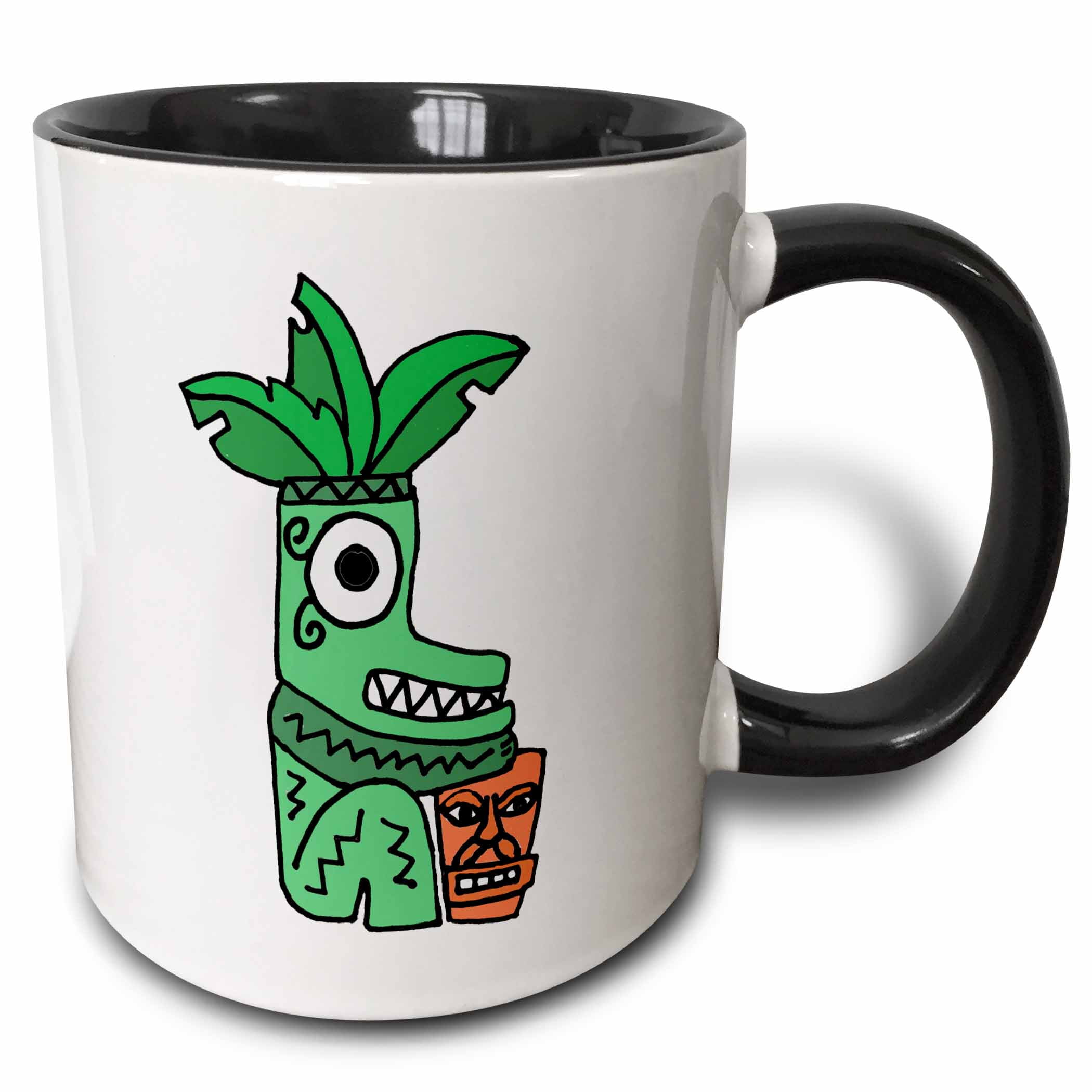3drose, Funny Cute Alligator Tiki Mug Polynesian with Palm Tree Leaves ...
