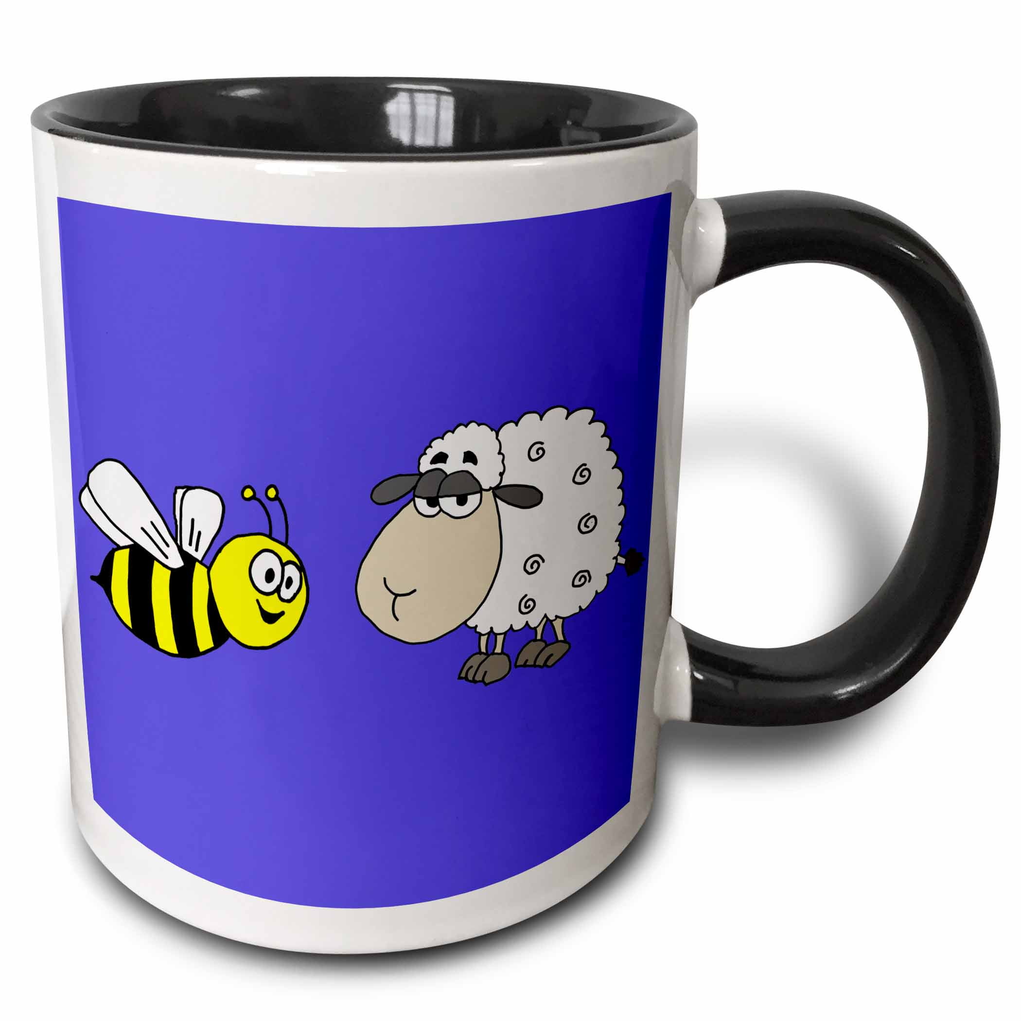 3drose, Funny Cute Bee and Sheep Bee Ewe Be Yourself Pun, 11oz Two-tone ...
