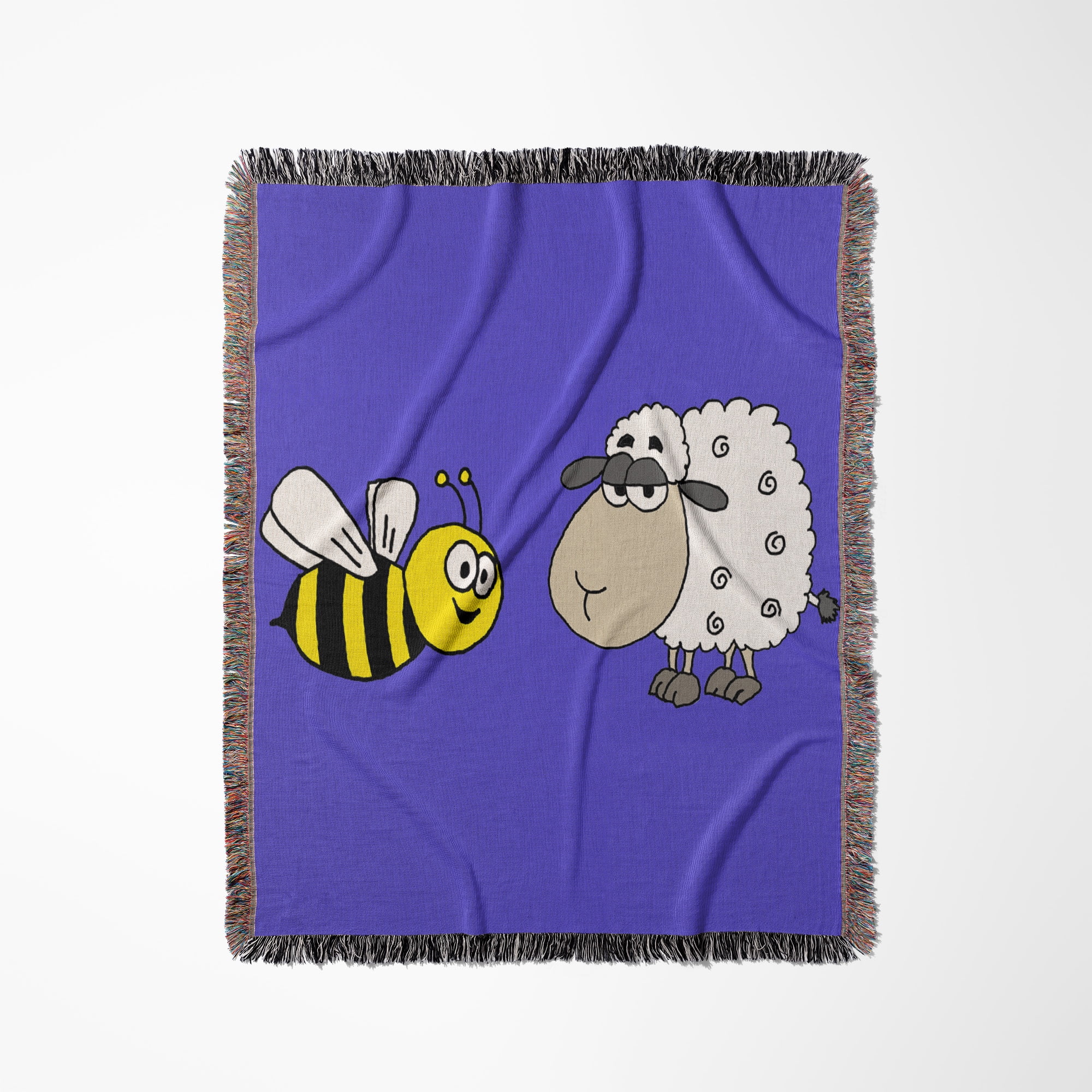 Funny Cute Bee And Sheep Bee Ewe Be Yourself Pun, Woven Blanket ...