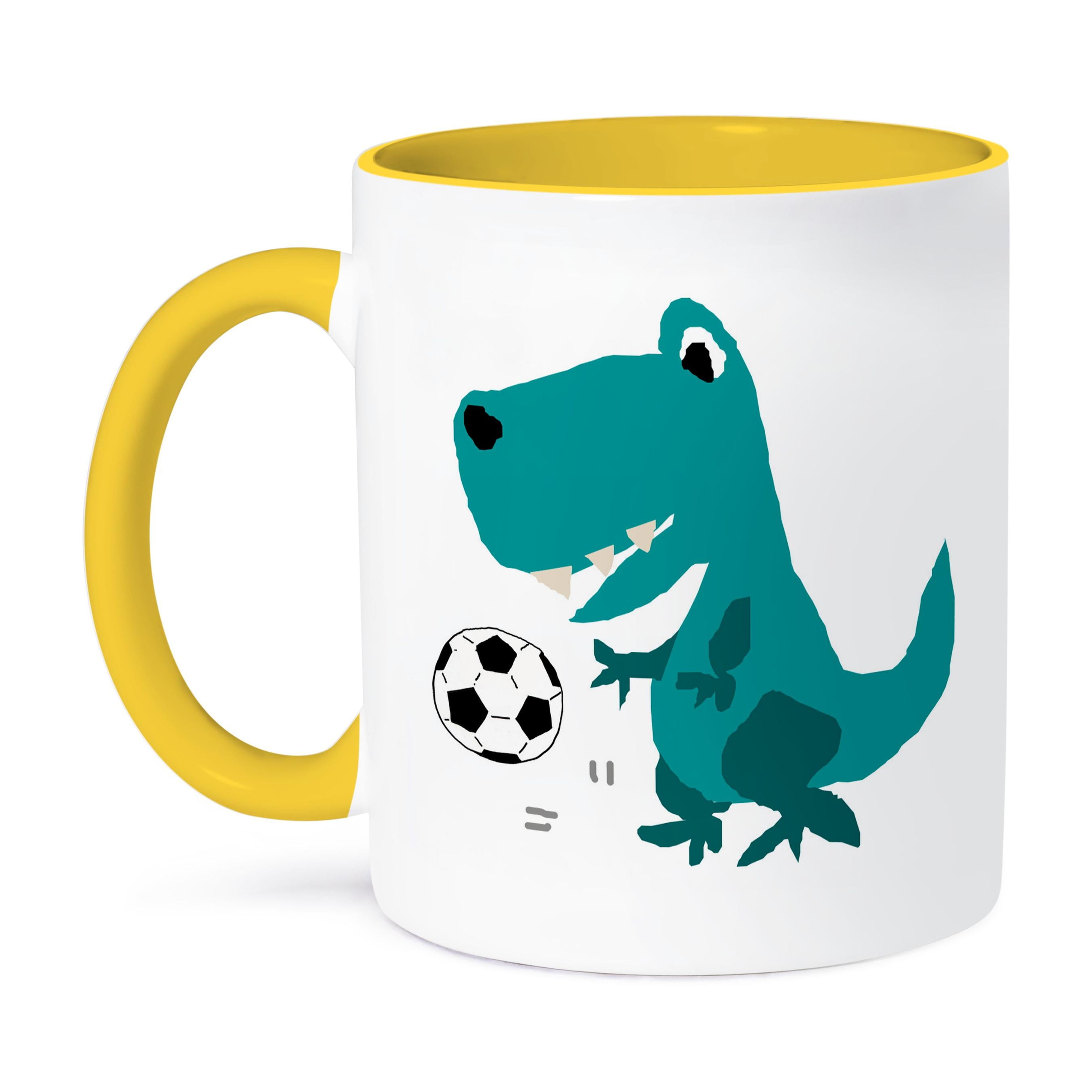 3dRose, Funny Cute Blue T-rex Dinosaur Playing Soccer Primitive Art ...