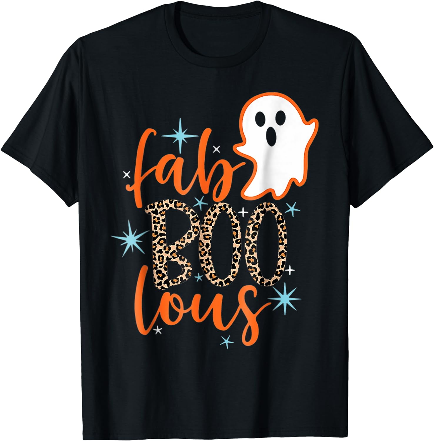 Funny Cute Boo Ghost Halloween Fab-Boo Lous Leopard T-Shirt - Walmart.com