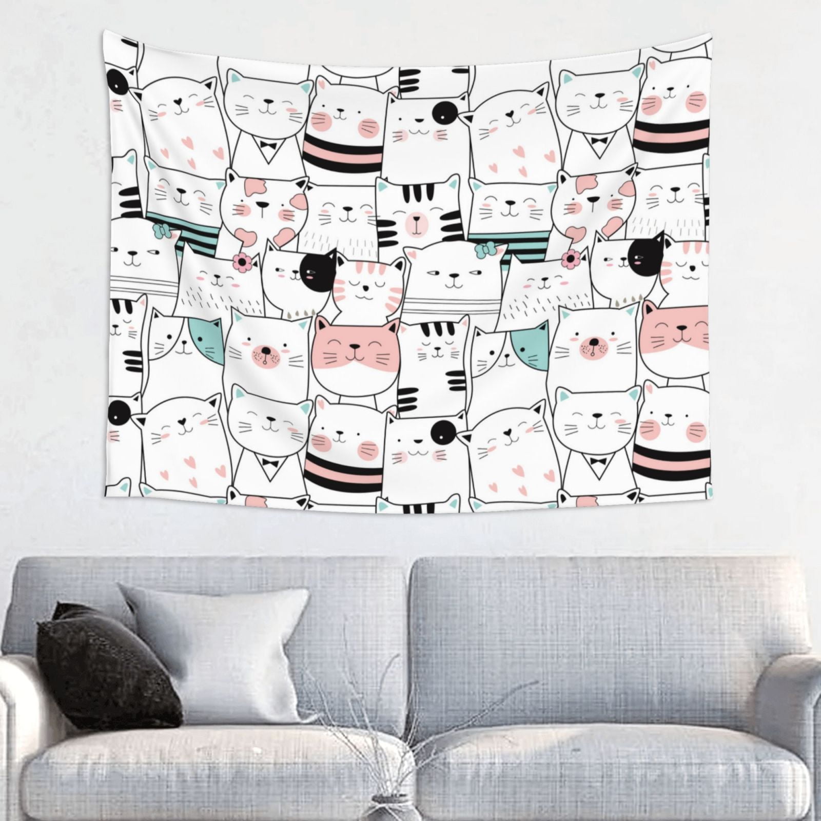Funny Cute Cartoon Cat Tapestry for Bedroom - Tapestry Wall Hanging ...