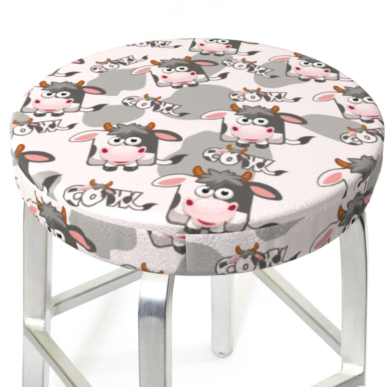 Funny Cute Cartoon Milk Cow_A Bar Stool Covers - Stretch Round Seat ...