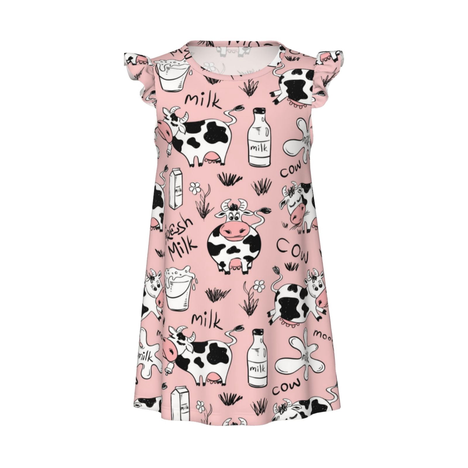 Funny Cute Cartoon Milk Cow Girls Nightgowns, Pajamas for Girls, Soft ...