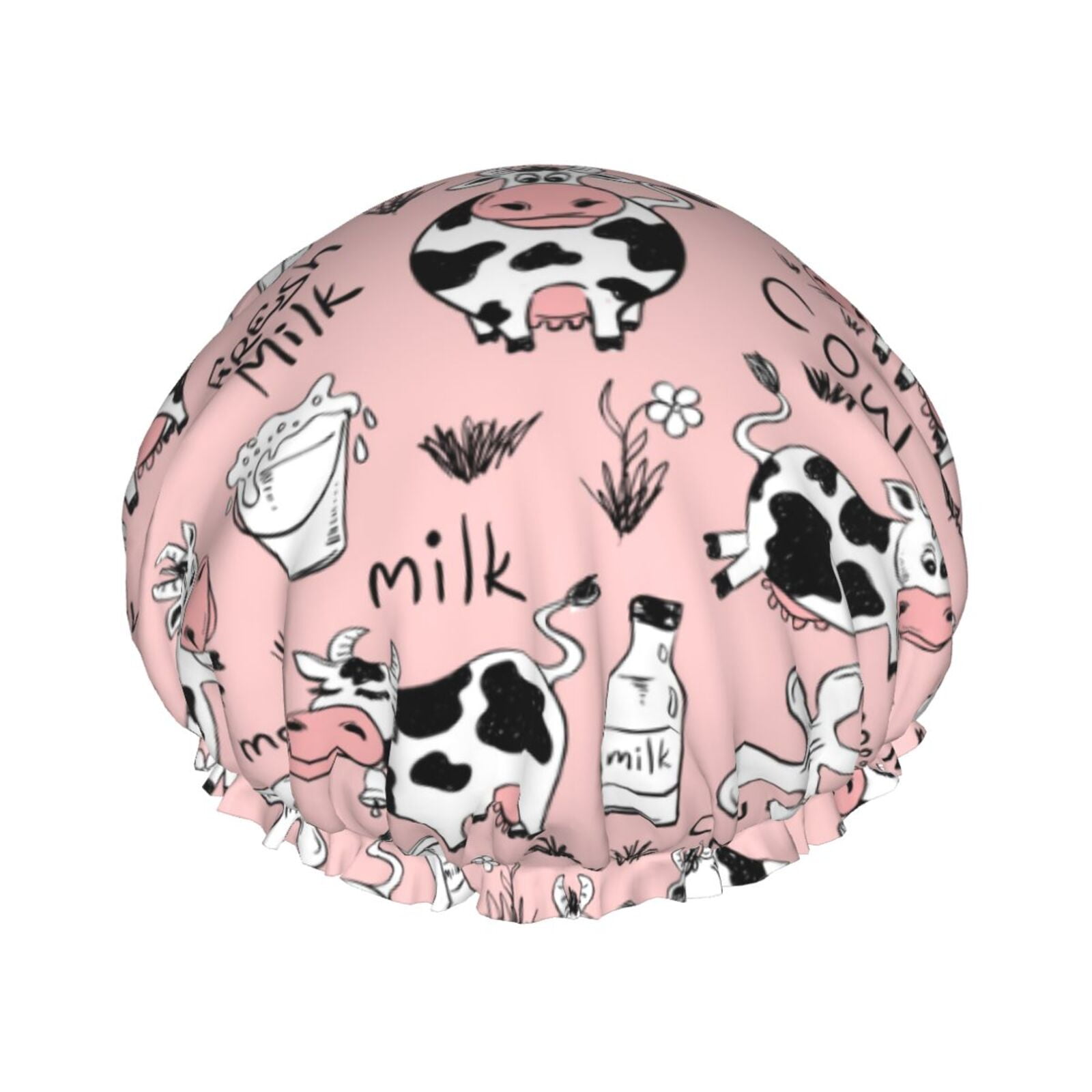 Funny Cute Cartoon Milk Cow Shower Cap, Reusable Bath Hair Hat for all ...