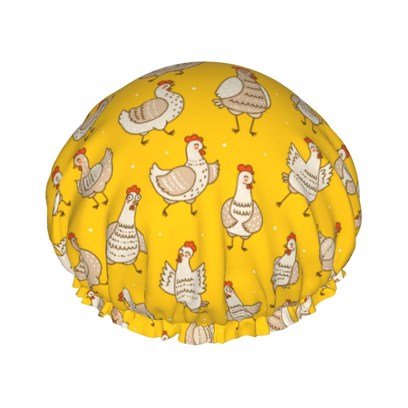 Funny Cute Chicken Yellow Shower Cap, Reusable Bath Hair Hat for all ...