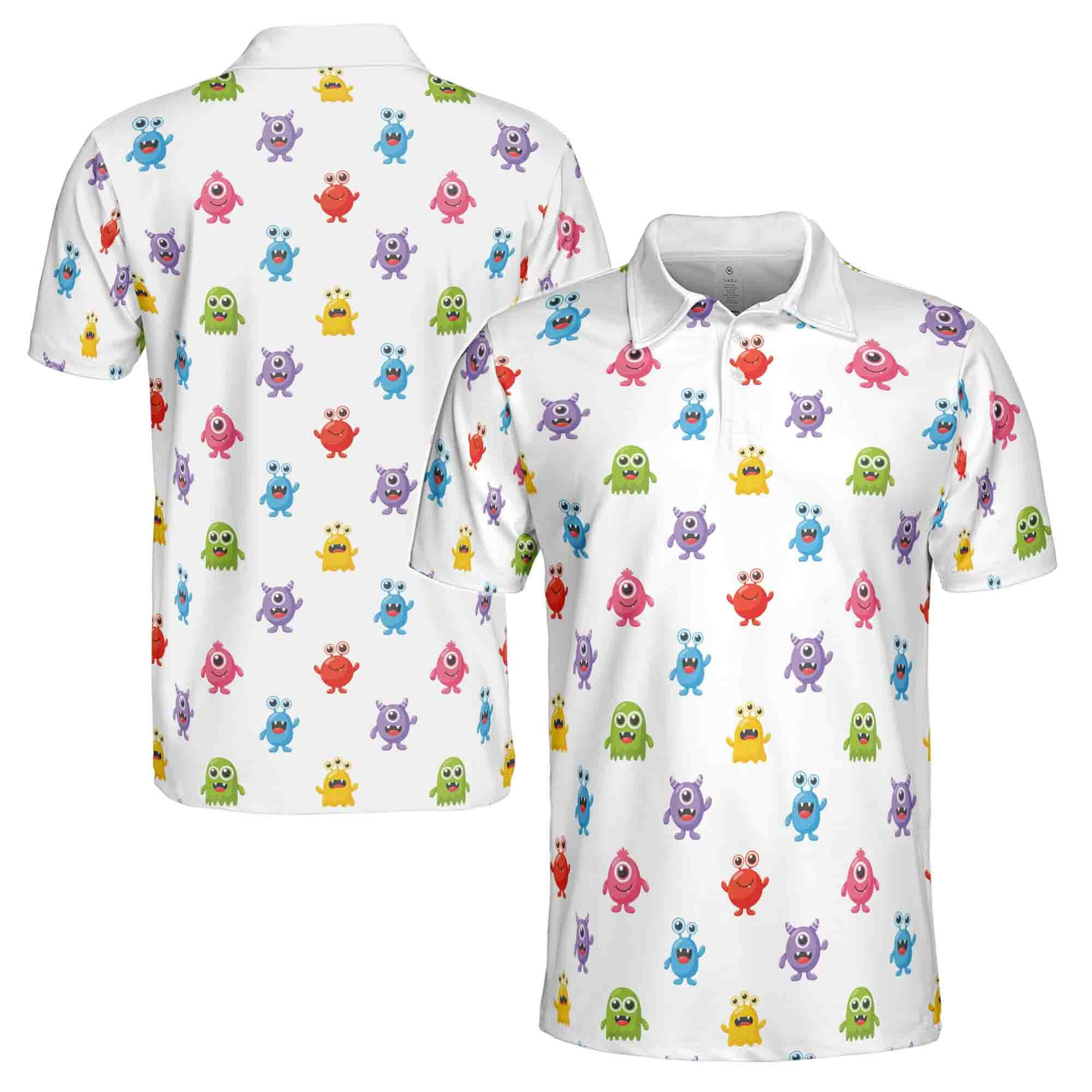 Funny Cute Colorful Monster Cartoon Golf Men's Polo Shirt S-5XL ...