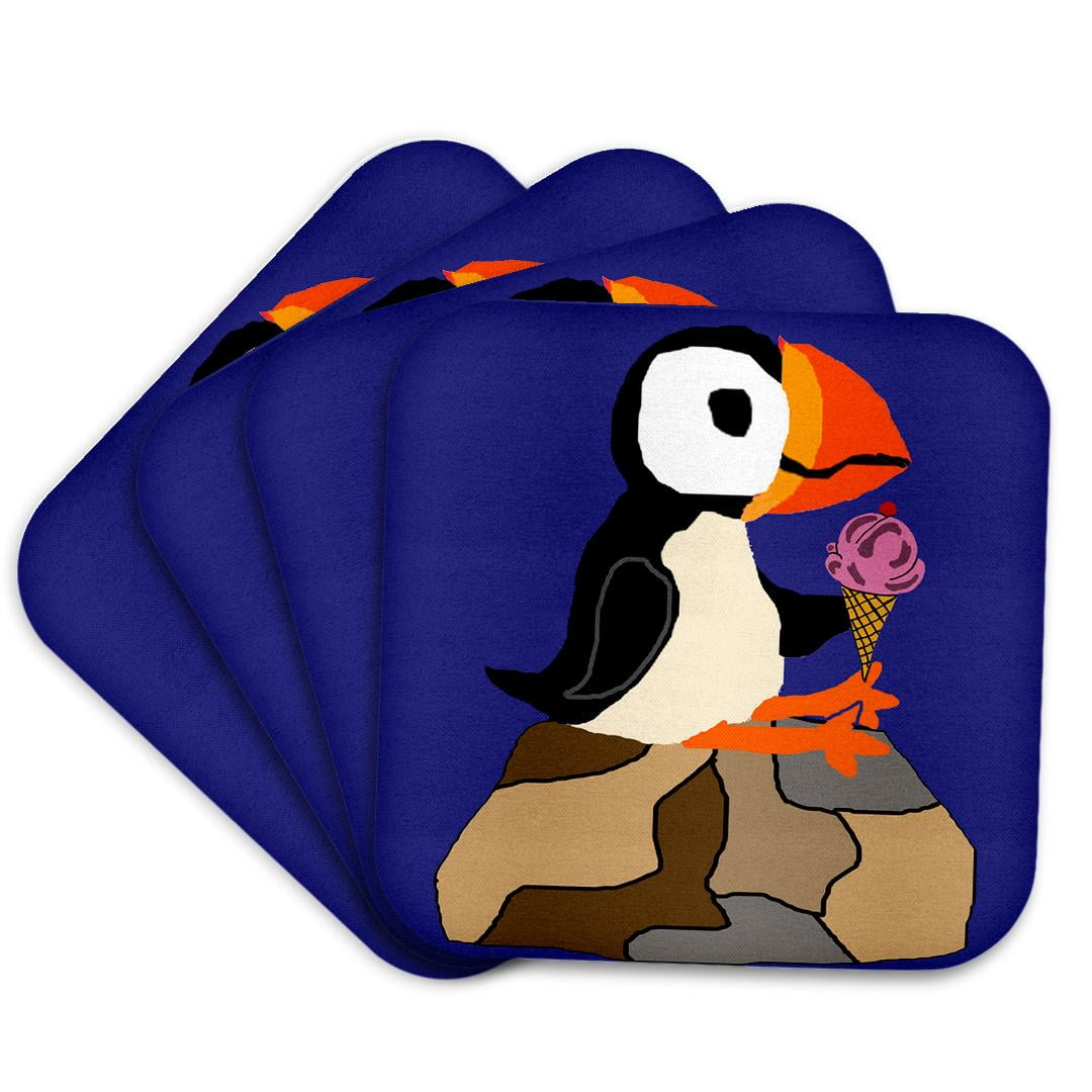 3drose, Funny Cute Cool Puffin Bird Eating Ice Cream Cone Primitive Art ...