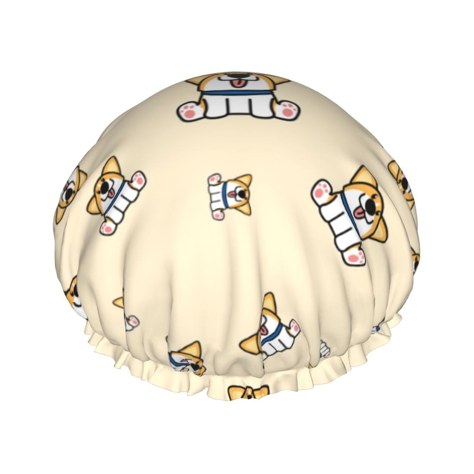 Funny Cute Corgi Dog Shower Cap, Reusable Bath Hair Hat for all Hair ...