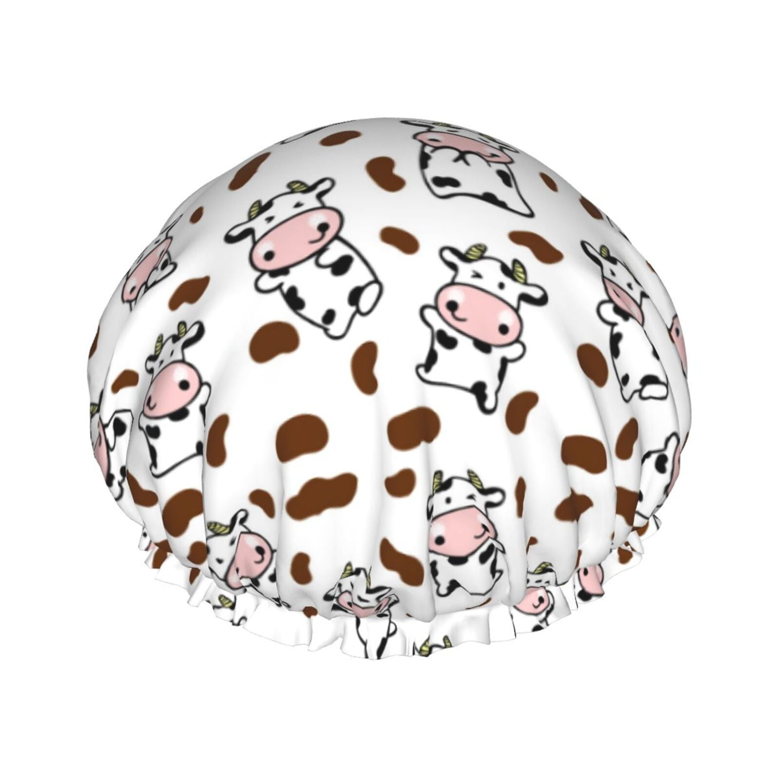 Funny Cute Cow Black White Shower Cap for Women, Double Waterproof ...