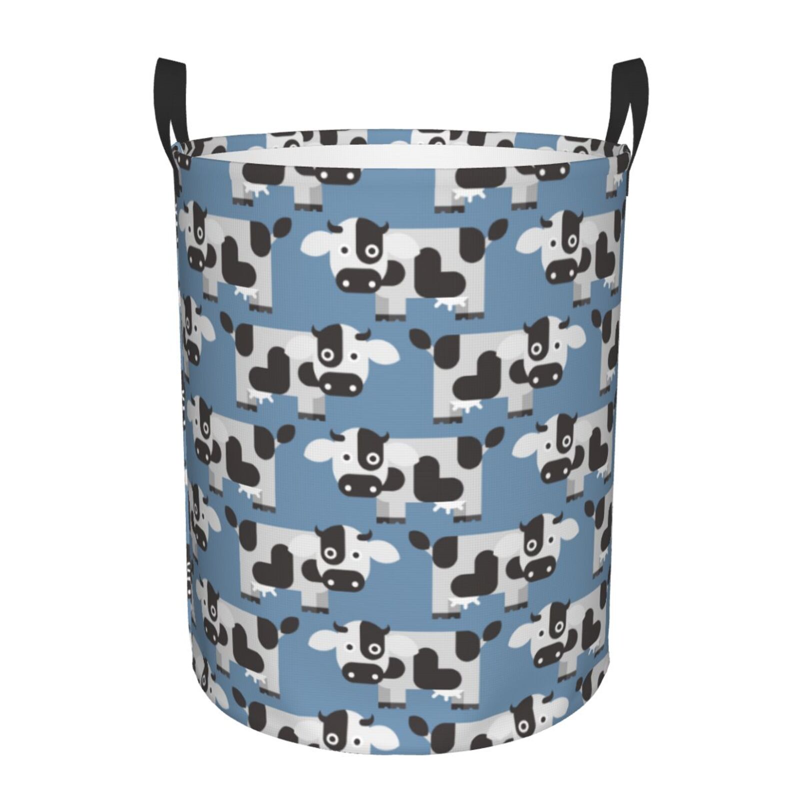 Funny Cute Cow Cartoon Laundry Basket with Handles - Freestanding ...