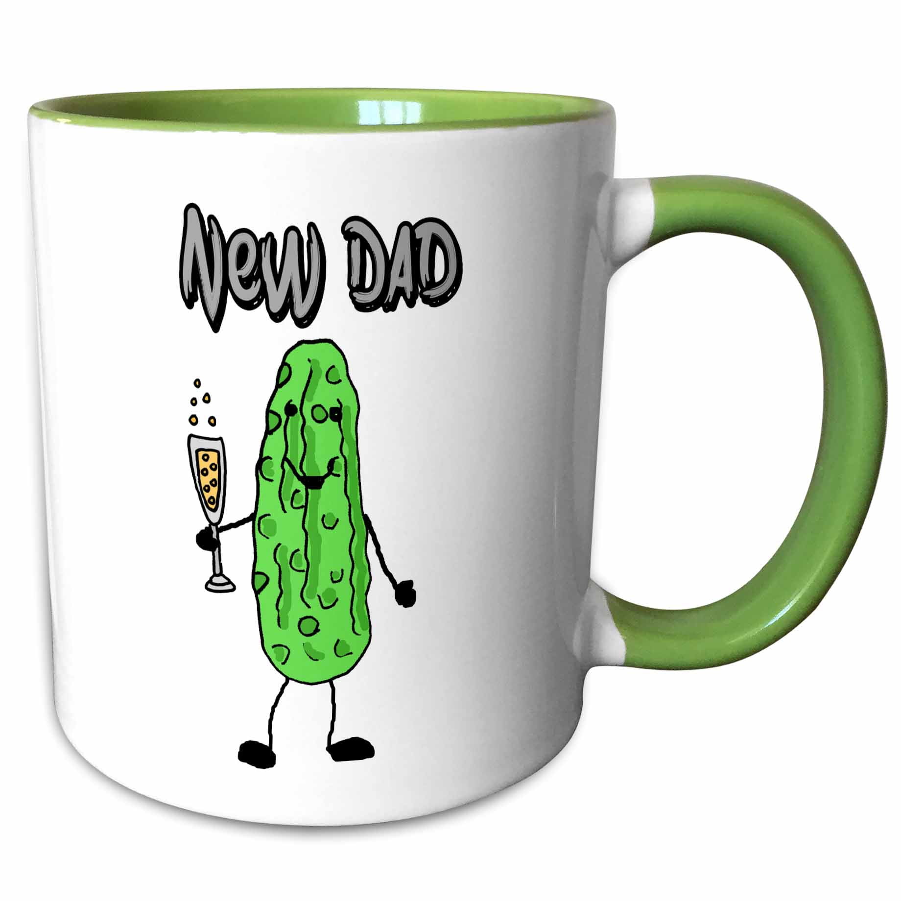 3drose, Funny Cute Dill Pickle New Dad Drinking Champagne Cartoon, 11oz ...