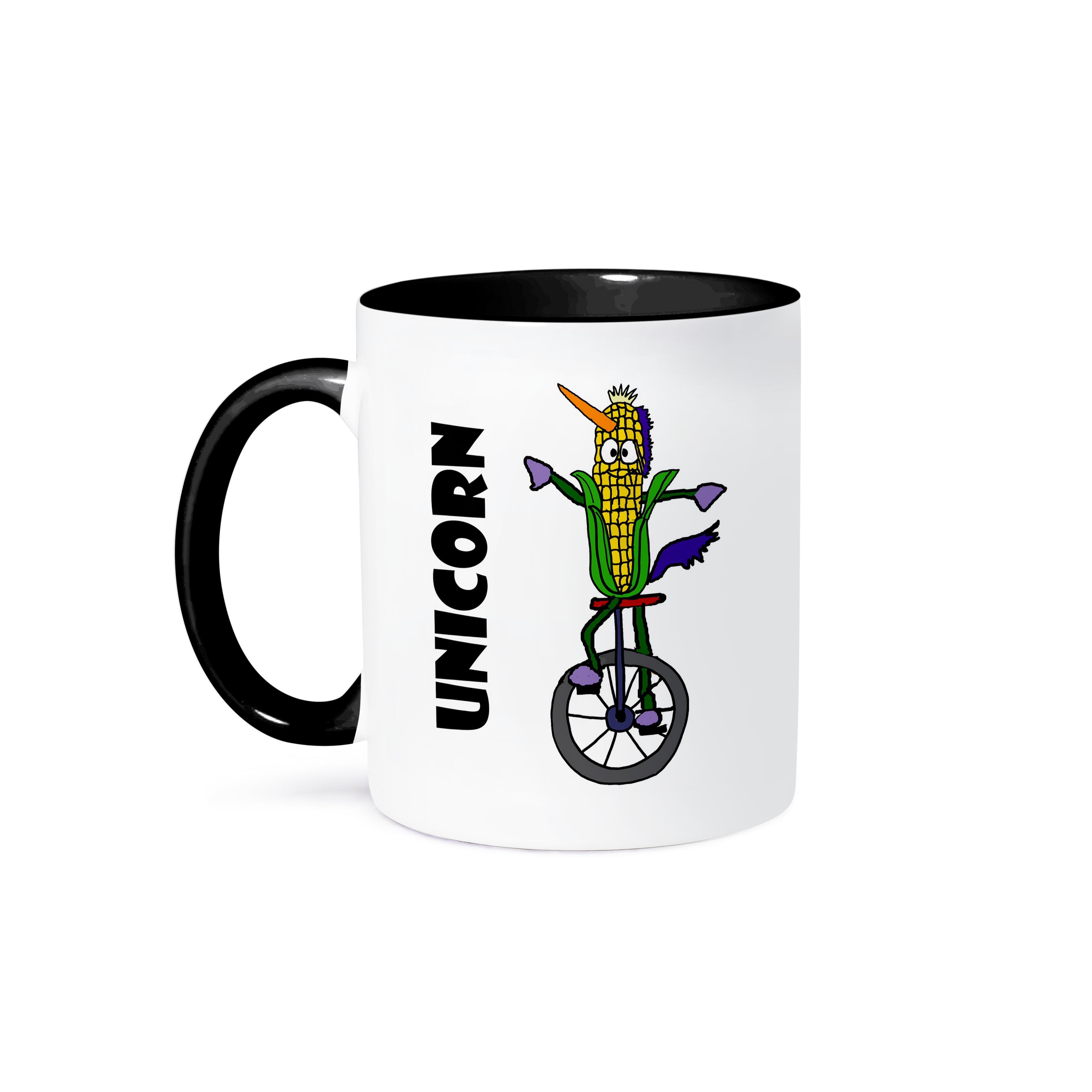 3dRose, Funny Cute Ear of Corn on Unicycle UNICORN Pun Cartoon , 15oz ...