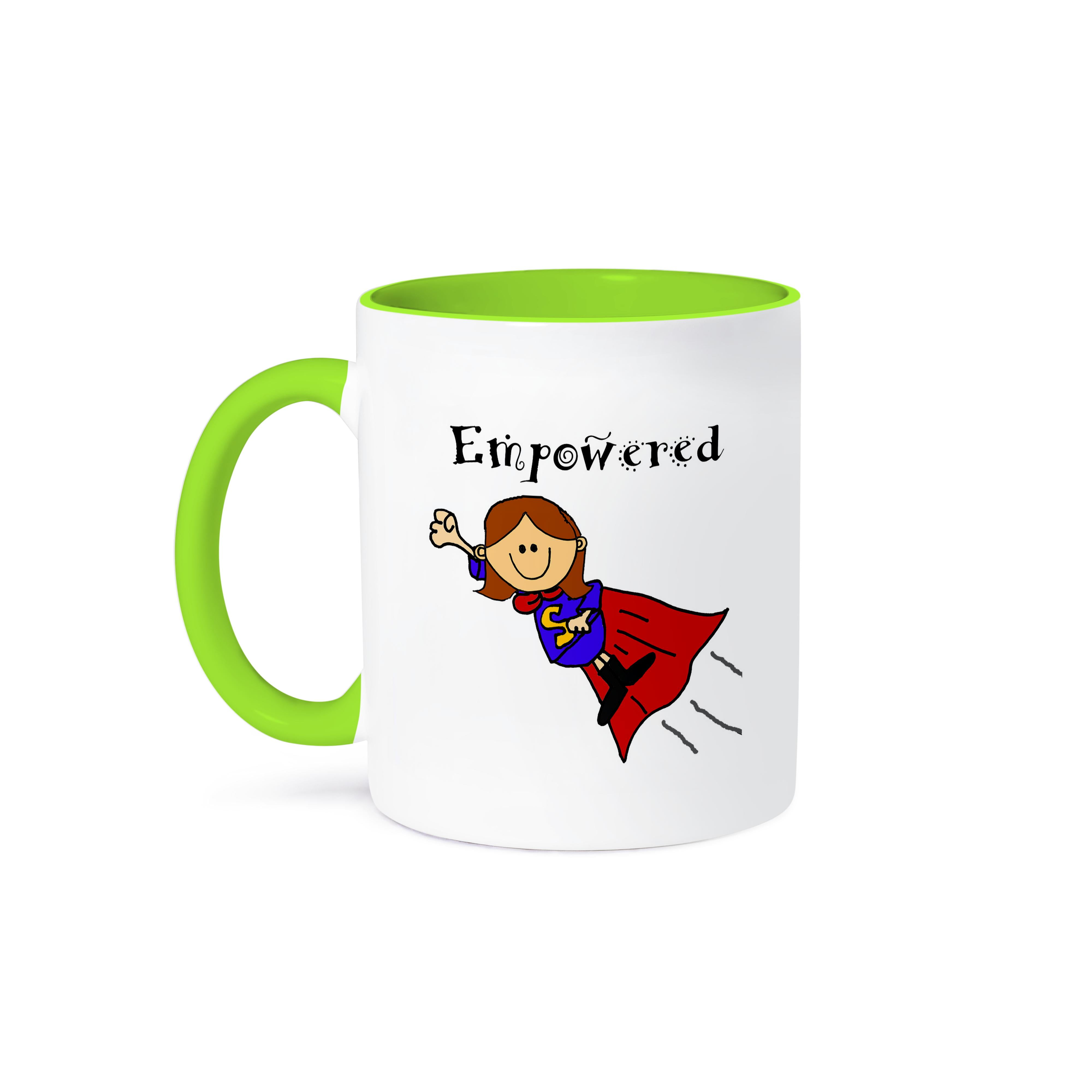 3dRose, Funny Cute Empowered Woman Superhero Flying Cartoon, 15oz Two ...