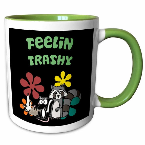 3drose, Funny Cute Feelin Trashy with Possum Raccoon Skunk and Retro ...