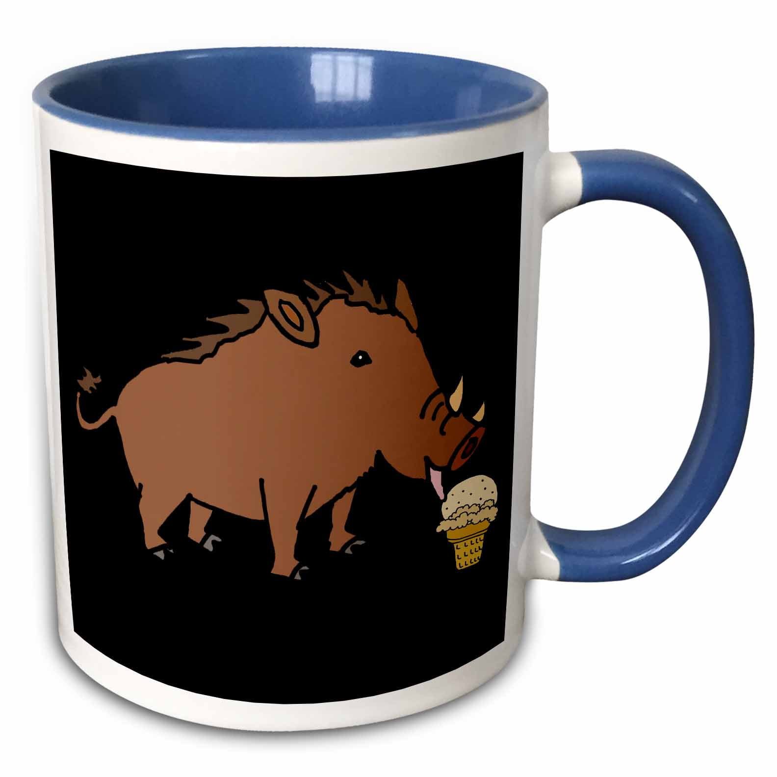 3drose, Funny Cute Feral Hog or Pig Wild Boar Eating Ice Cream Cartoon ...