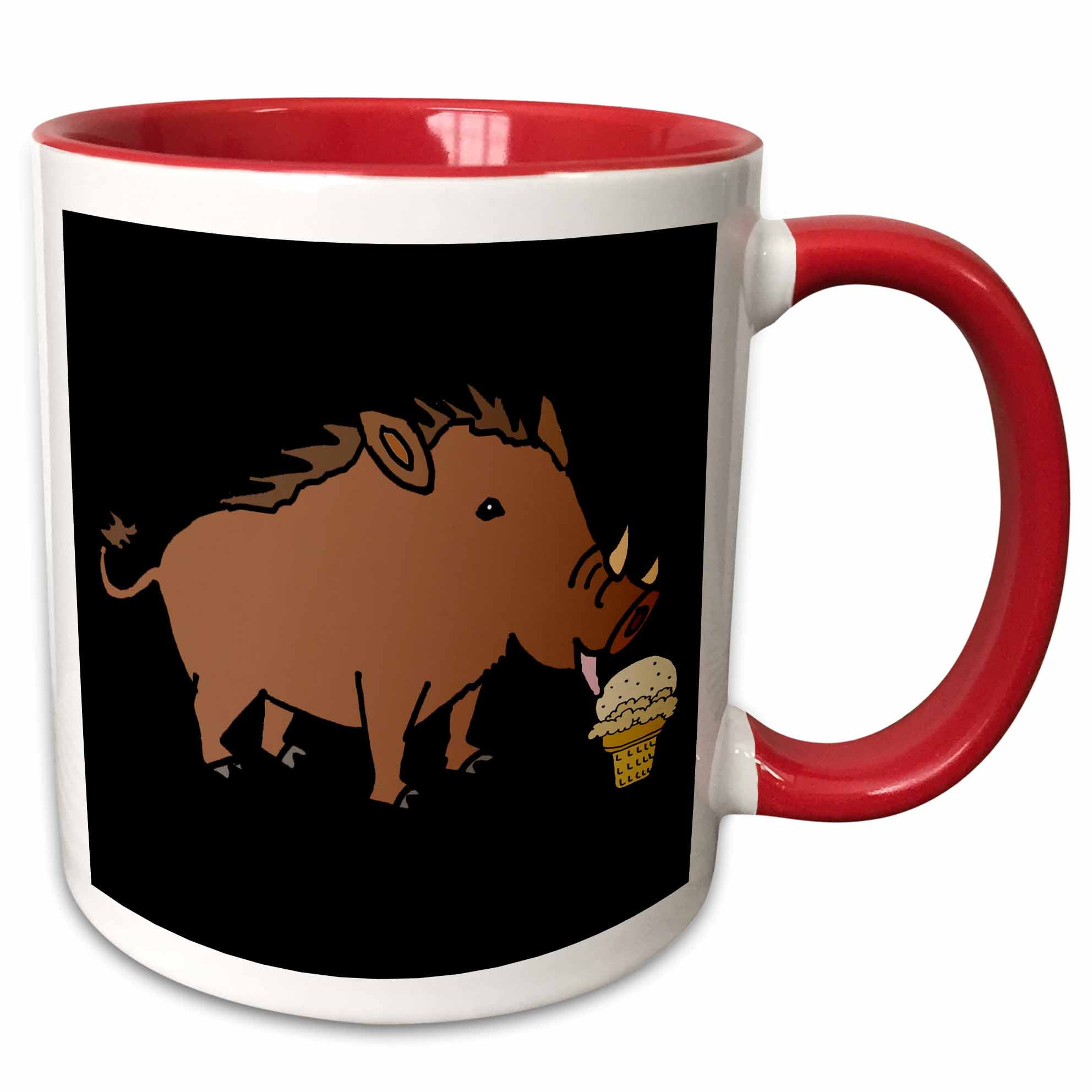 3drose, Funny Cute Feral Hog or Pig Wild Boar Eating Ice Cream Cartoon ...