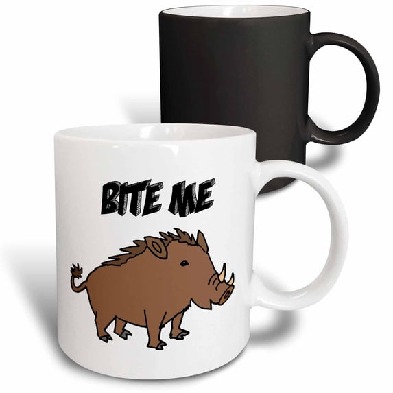 3drose, Funny Cute Feral Hog or Pig Wild Boar Says Bite Me Cartoon ...