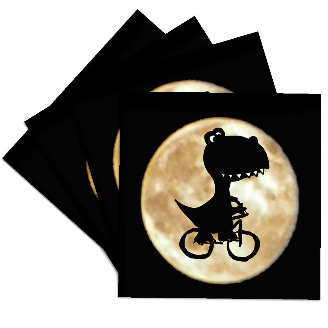 3drose, Funny Cute Flying T-rex Dinosaur Riding Bicycle and Moon ...