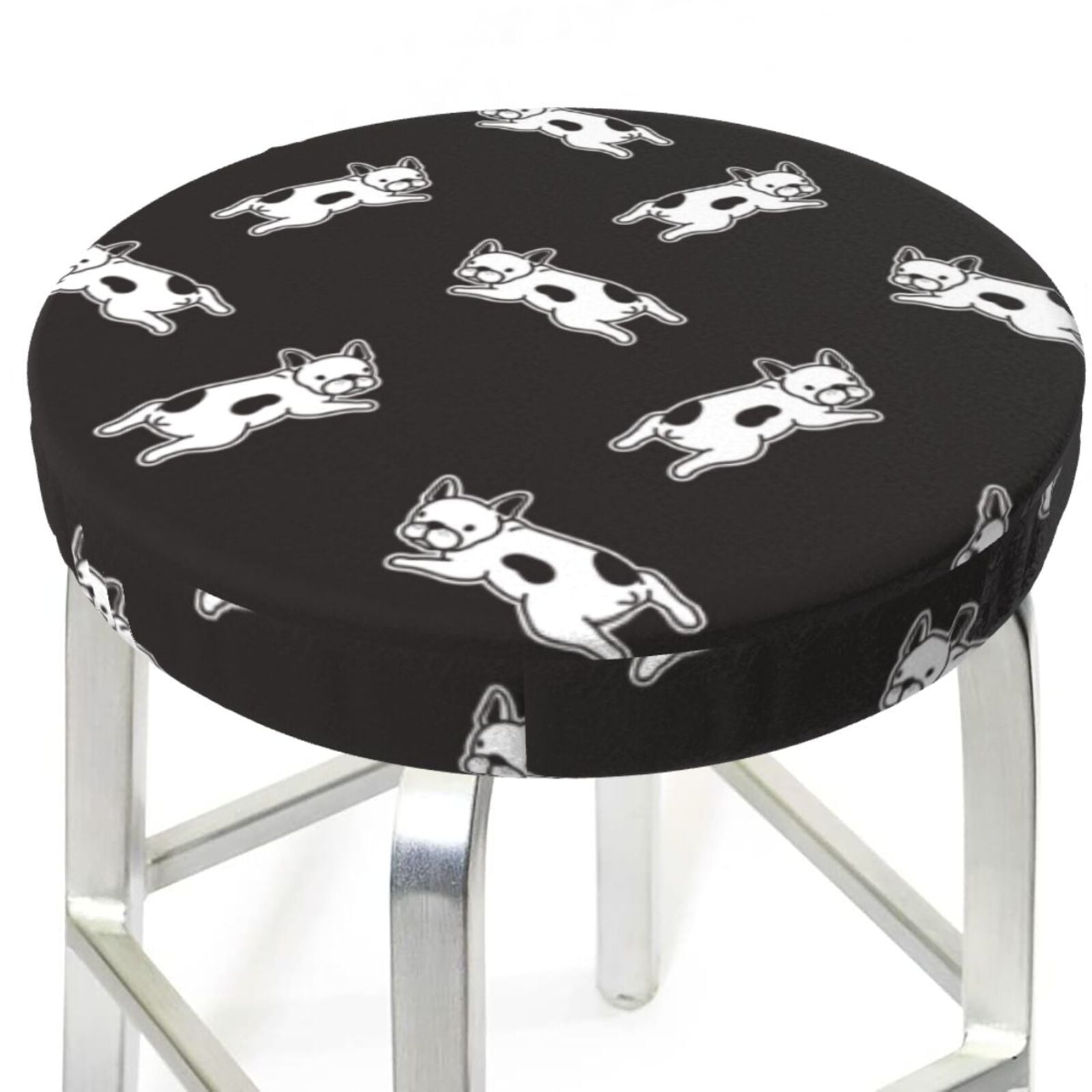 Funny Cute French Bulldog_A Bar Stool Covers - Stretch Round Seat ...