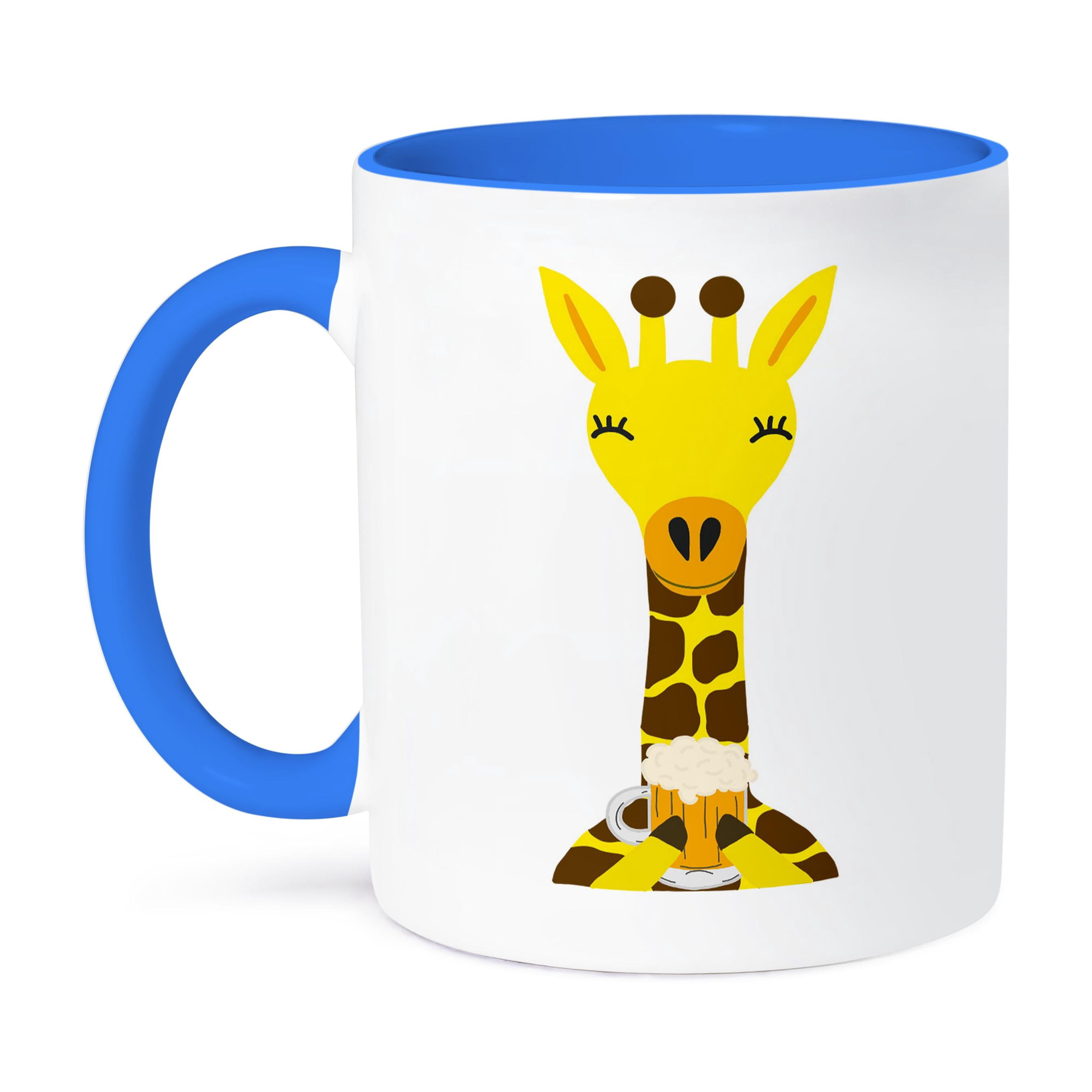 3dRose, Funny cute giraffe drinking beer out of a mug cartoon , 11oz ...
