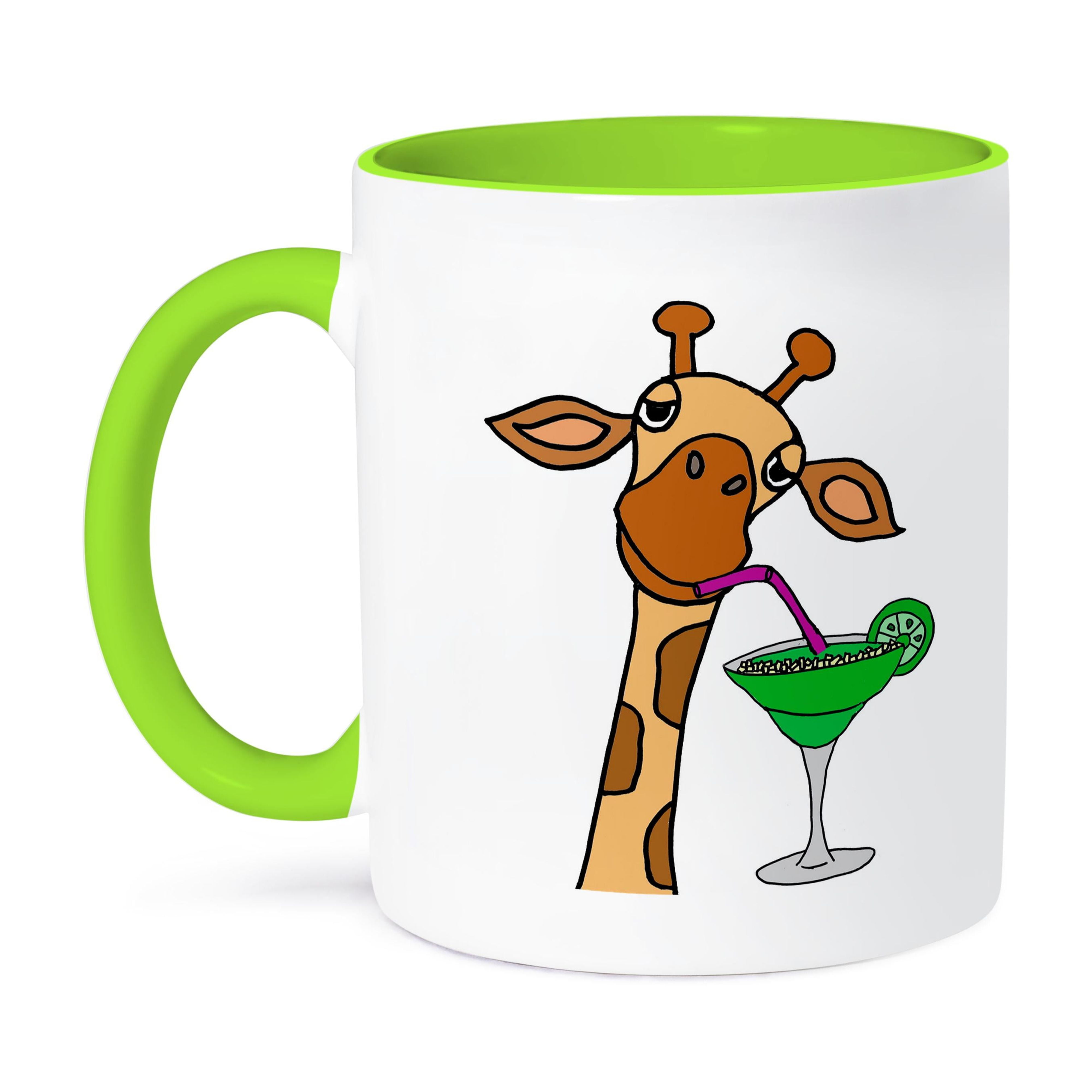 3dRose, Funny Cute Giraffe Drinking Margarita with Straw Cartoon, 11oz ...
