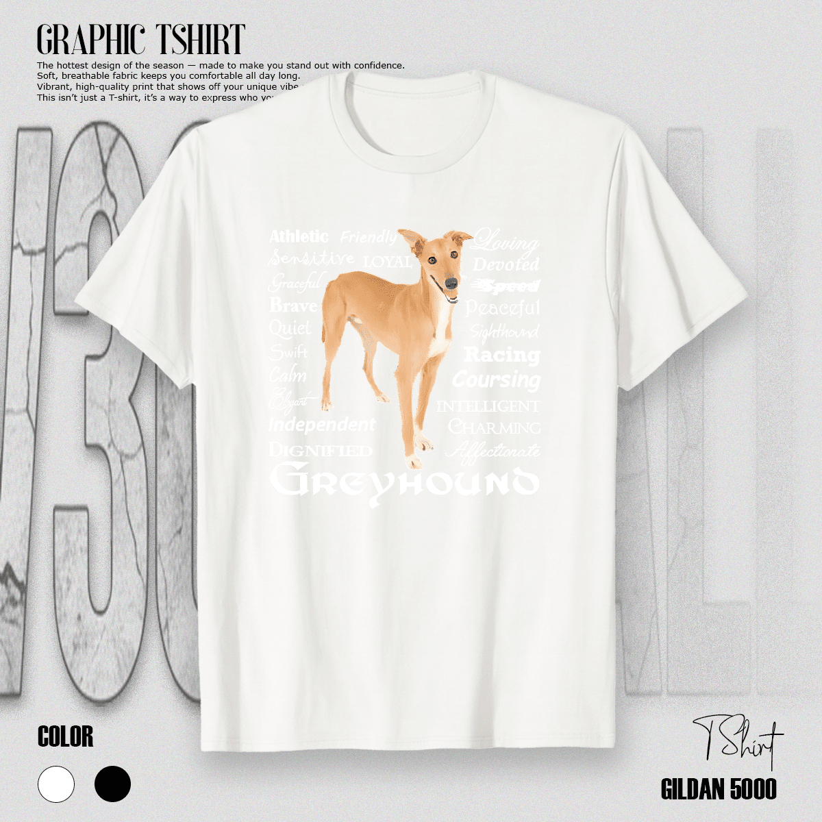Funny Cute Greyhound Dog Breed Personality Traits Graphic T-Shirt ...