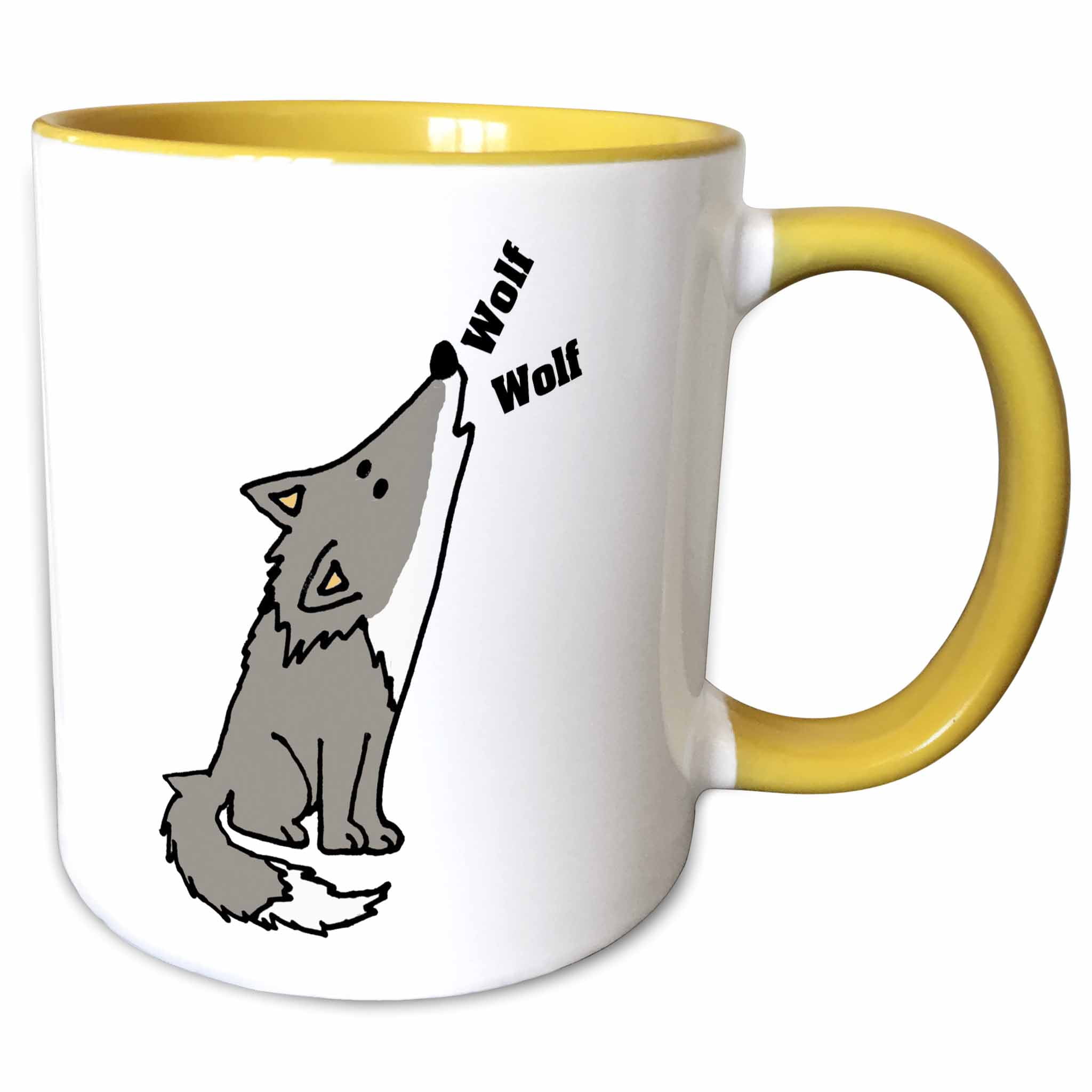 Funny Cute Howling Grey Wolf Barking Wolf Wolf Pun Cartoon 11oz Two ...