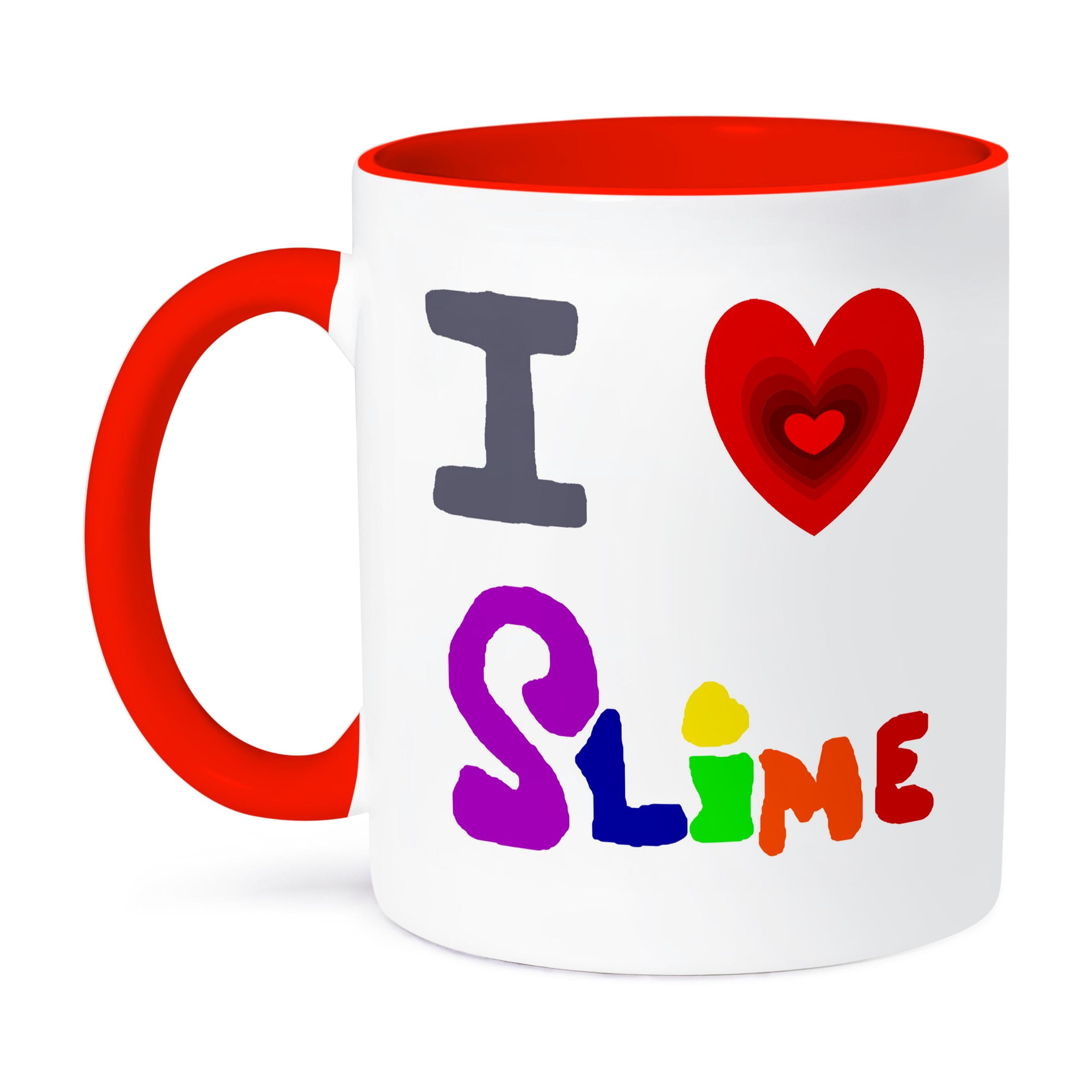 3dRose, Funny Cute I love Slime Cartoon, 11oz Two-Tone Red Mug ...