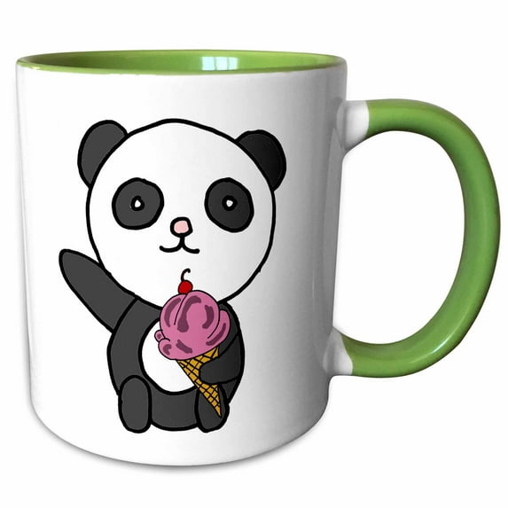 3drose, Funny Cute Kawaii Panda Bear Eating Ice Cream Cone Cartoon ...