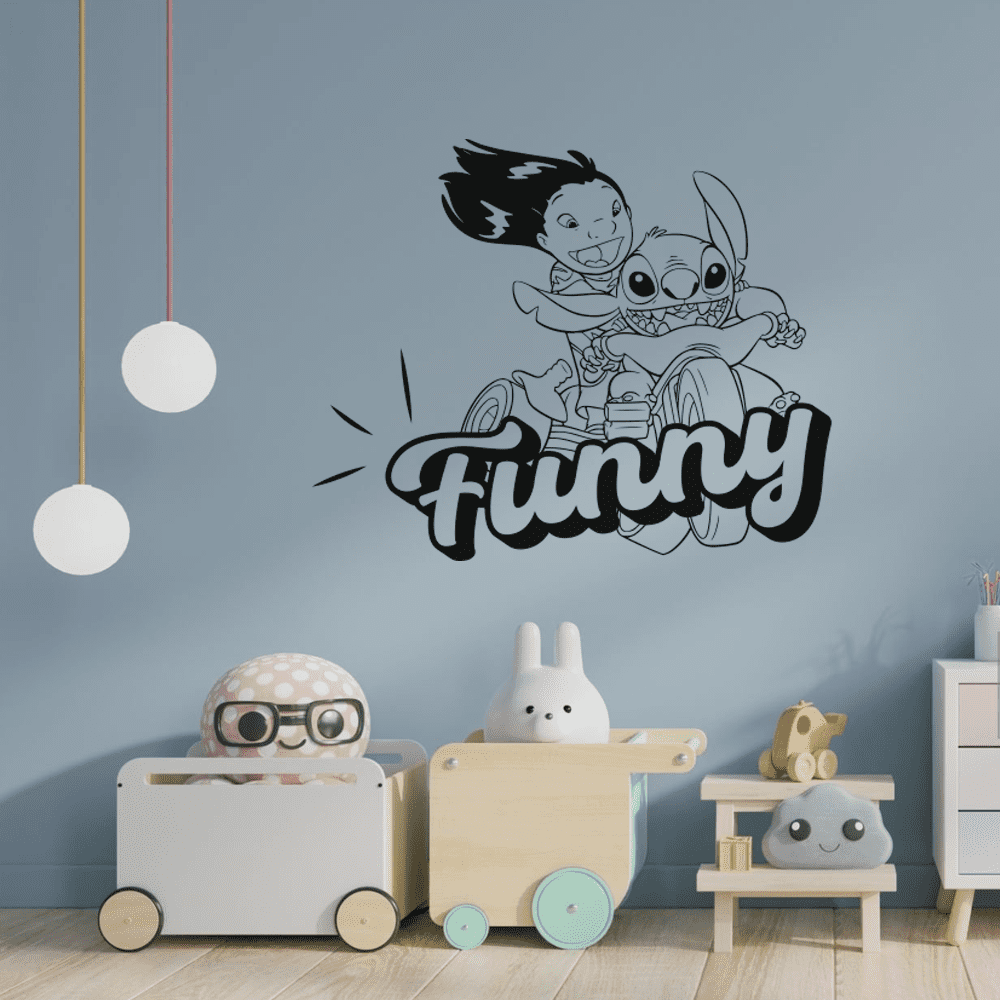 Funny Cute Lilo and Stitch Motorcycle Ride Happy Lillo Stitch Fun ...