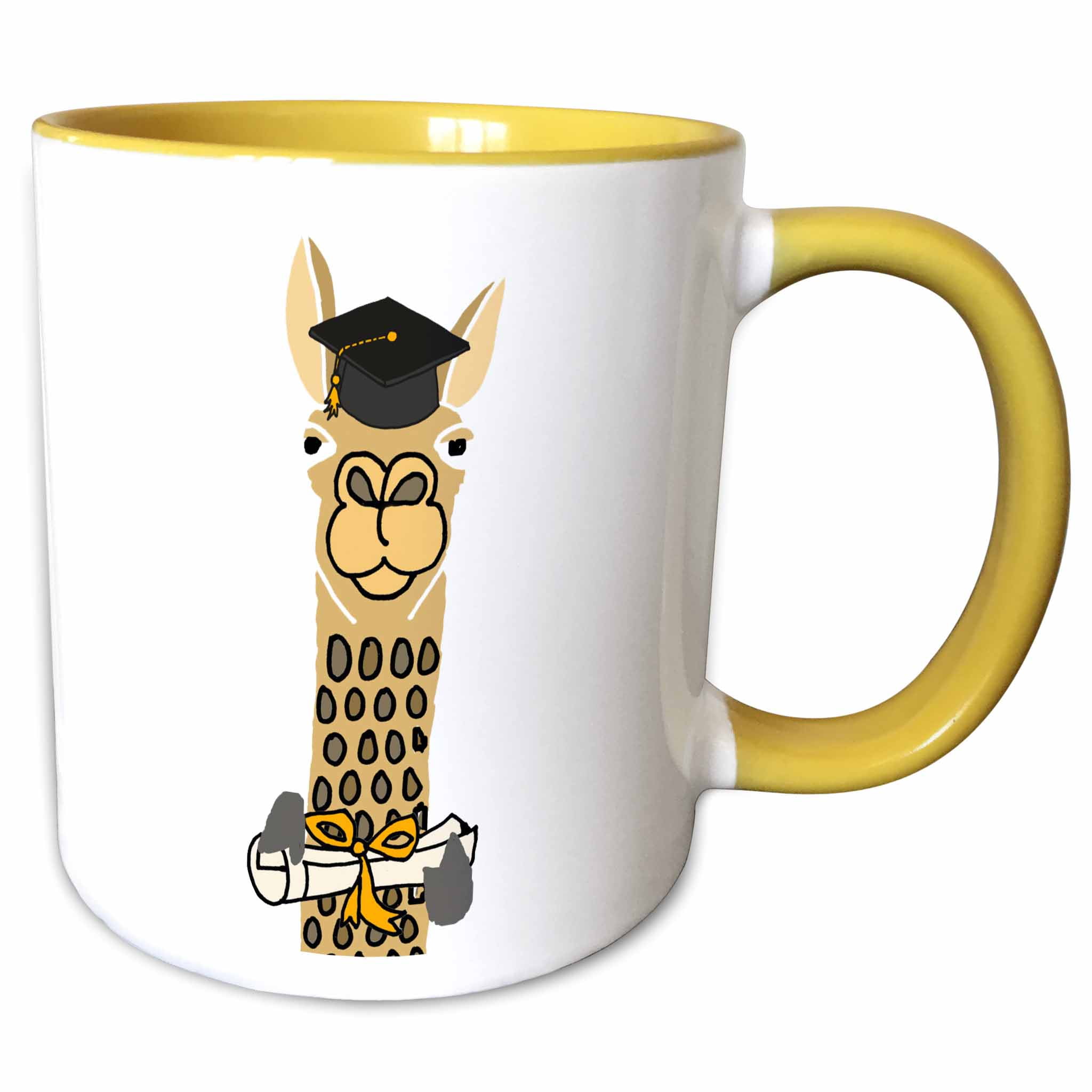 3drose, Funny Cute Llama in Graduation Cap with Diploma Scroll, 11oz ...