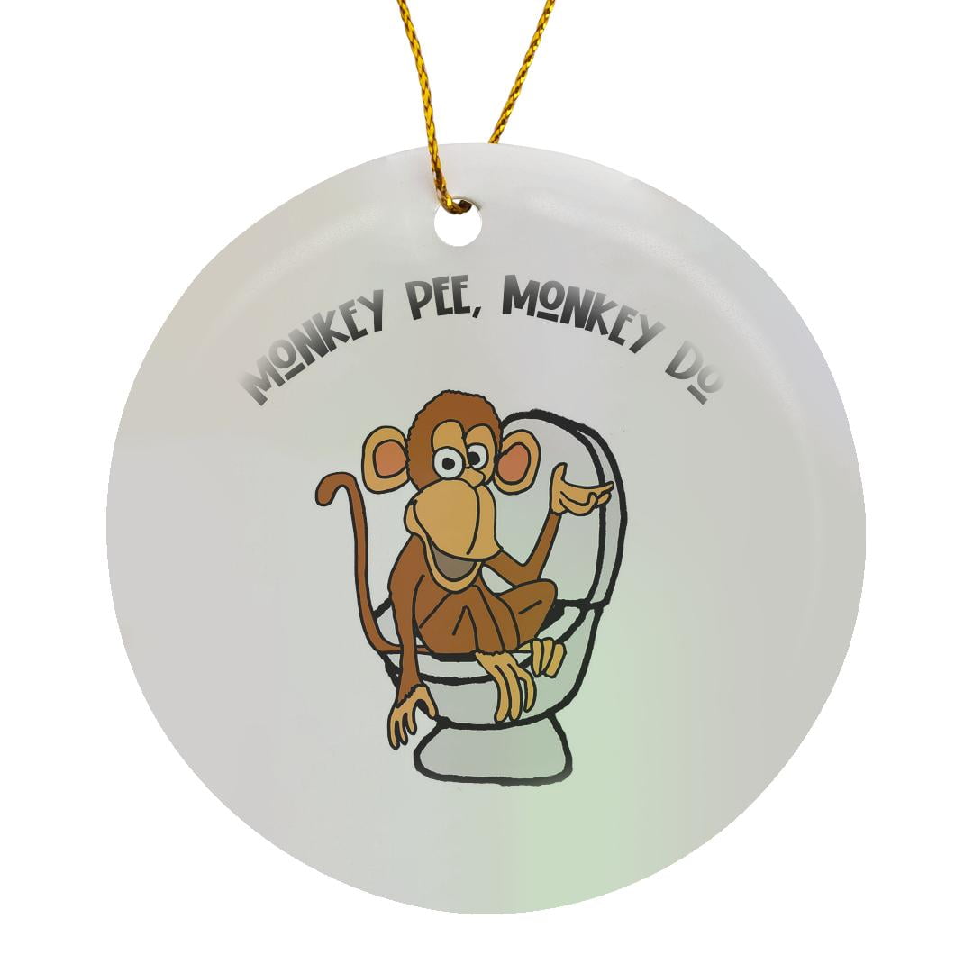 3drose, Funny Cute Monkey on Toilet Monkey Pee Monkey Do Pun, Circle ...