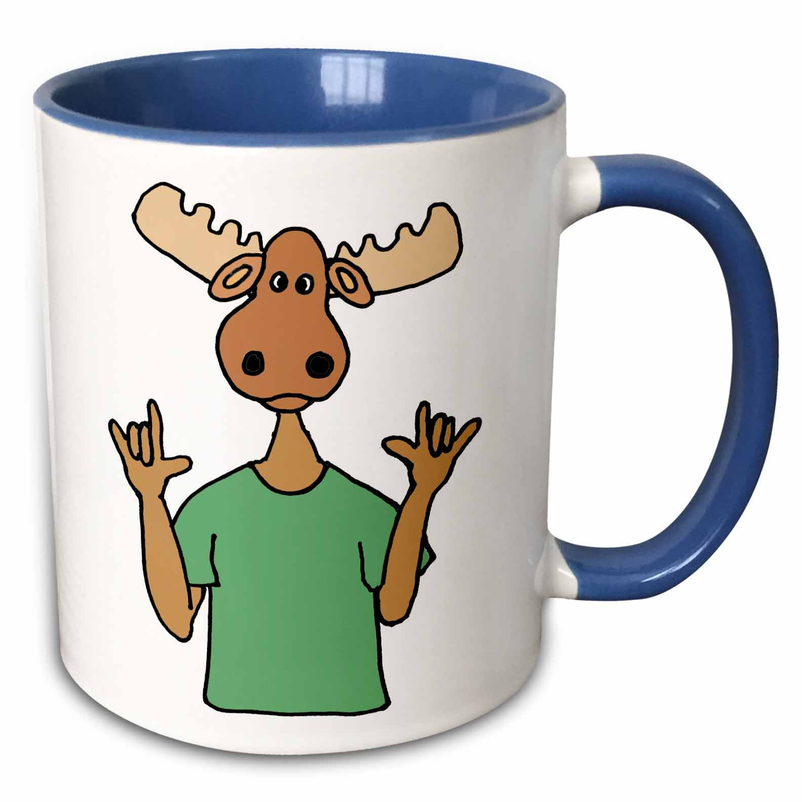 3drose, Funny Cute Moose Signing I Love You Sign Language Cartoon, 15oz ...