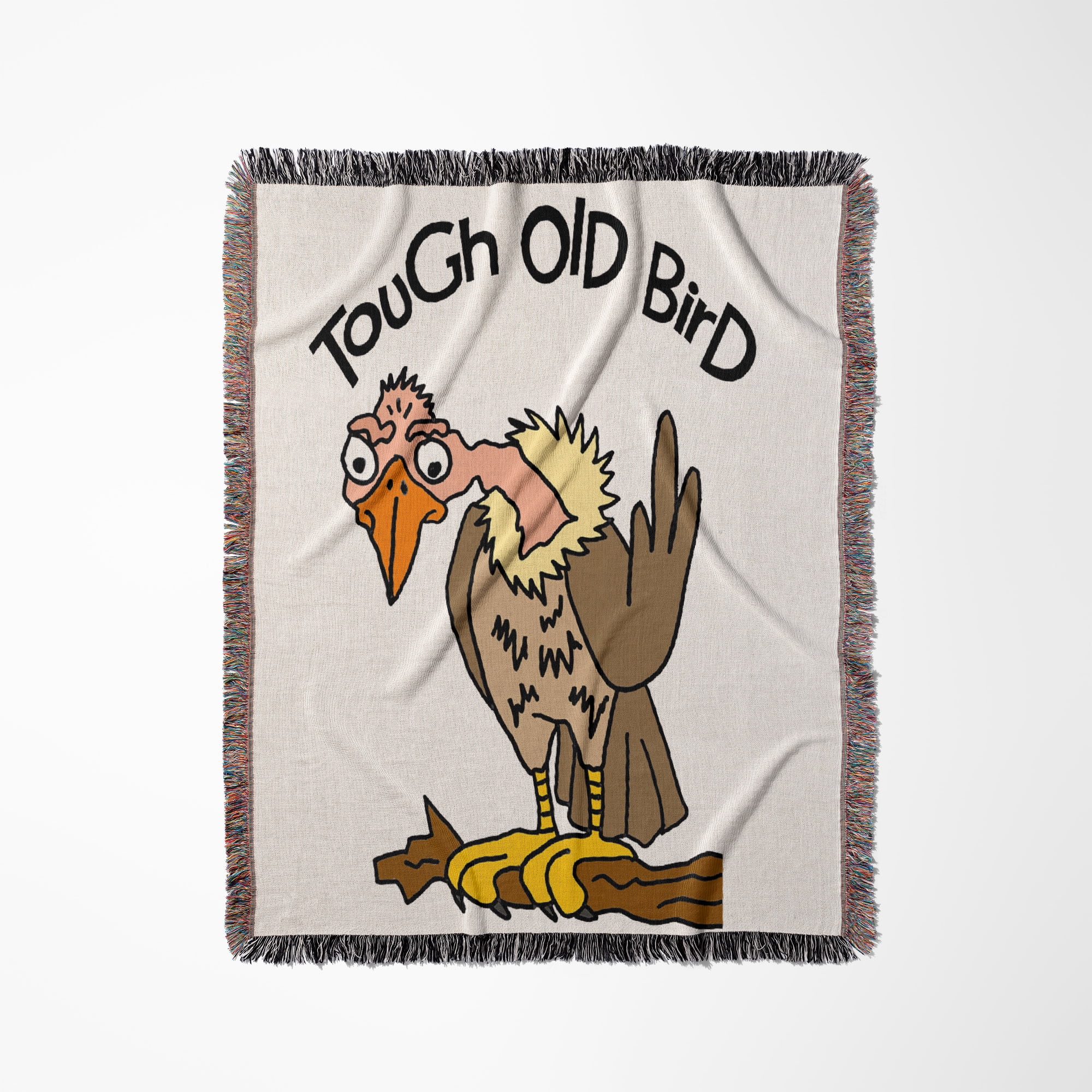 Funny Cute Old Buzzard As Tough Old Bird Old Age Cartoon, Woven Blanket ...