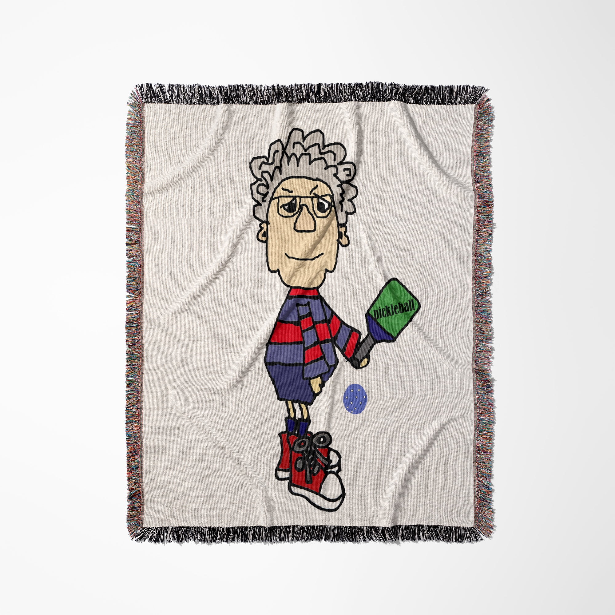 Funny Cute Old Woman Playing Pickleball Sports Cartoon Retirement ...