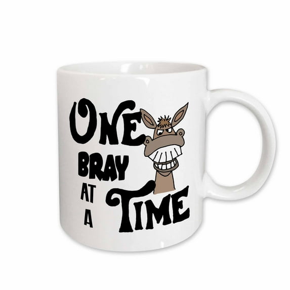 3drose, Funny Cute One Bray at a Time Donkey Pun Cartoon, 15oz Mug ...