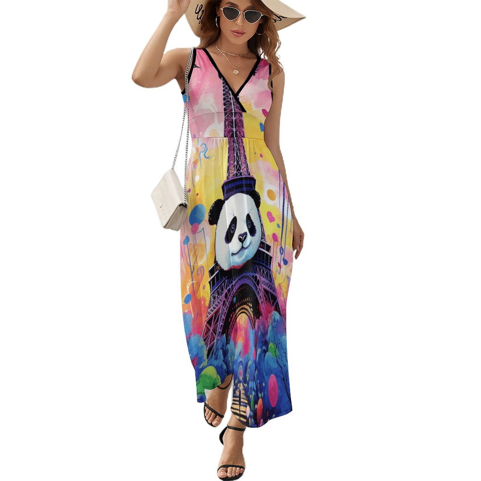 Funny Cute Panda Art Sleeveless Dress Women's Summer Suit Dresses for ...