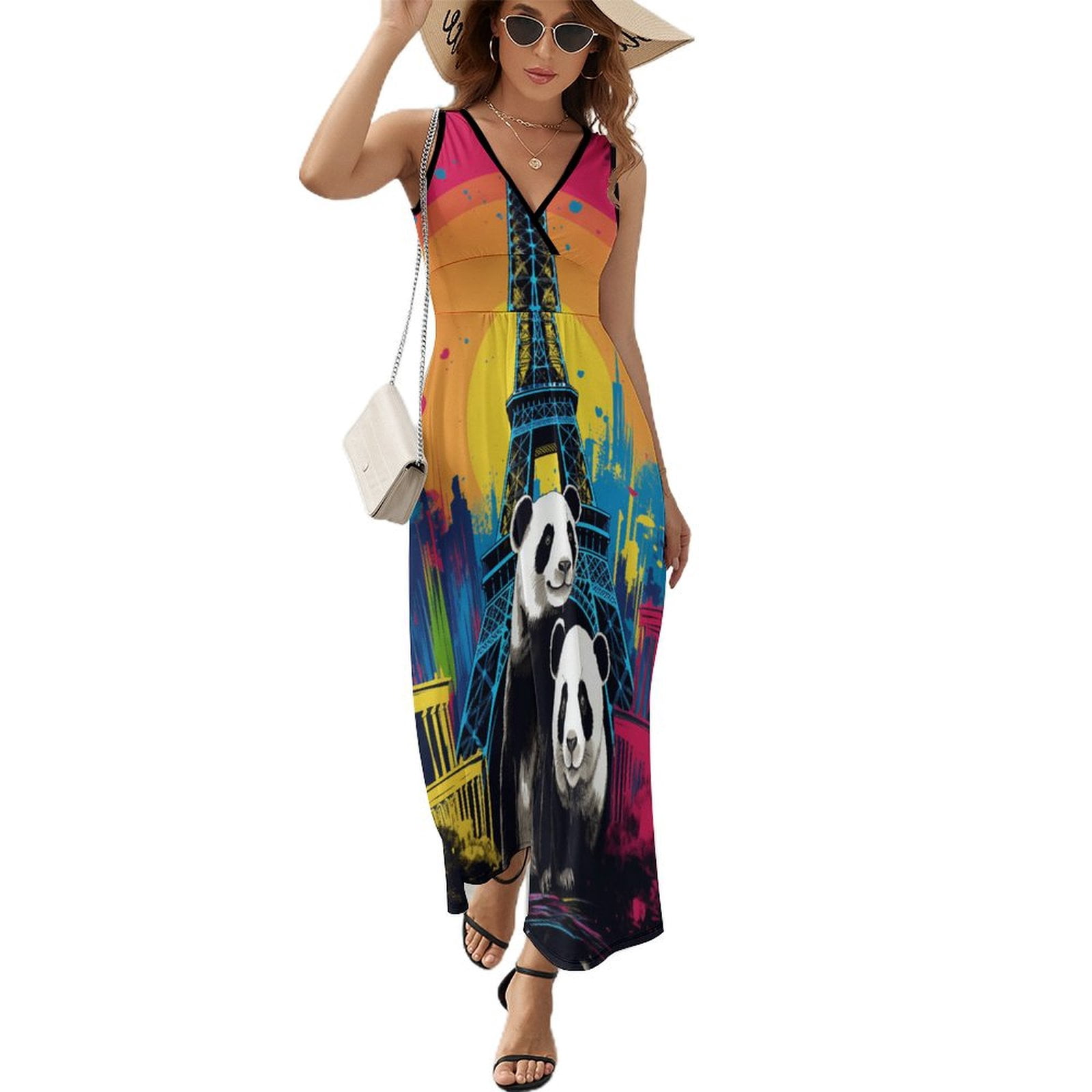 Funny Cute Panda Art Sleeveless Dress Women's Summer Suit Dresses for ...