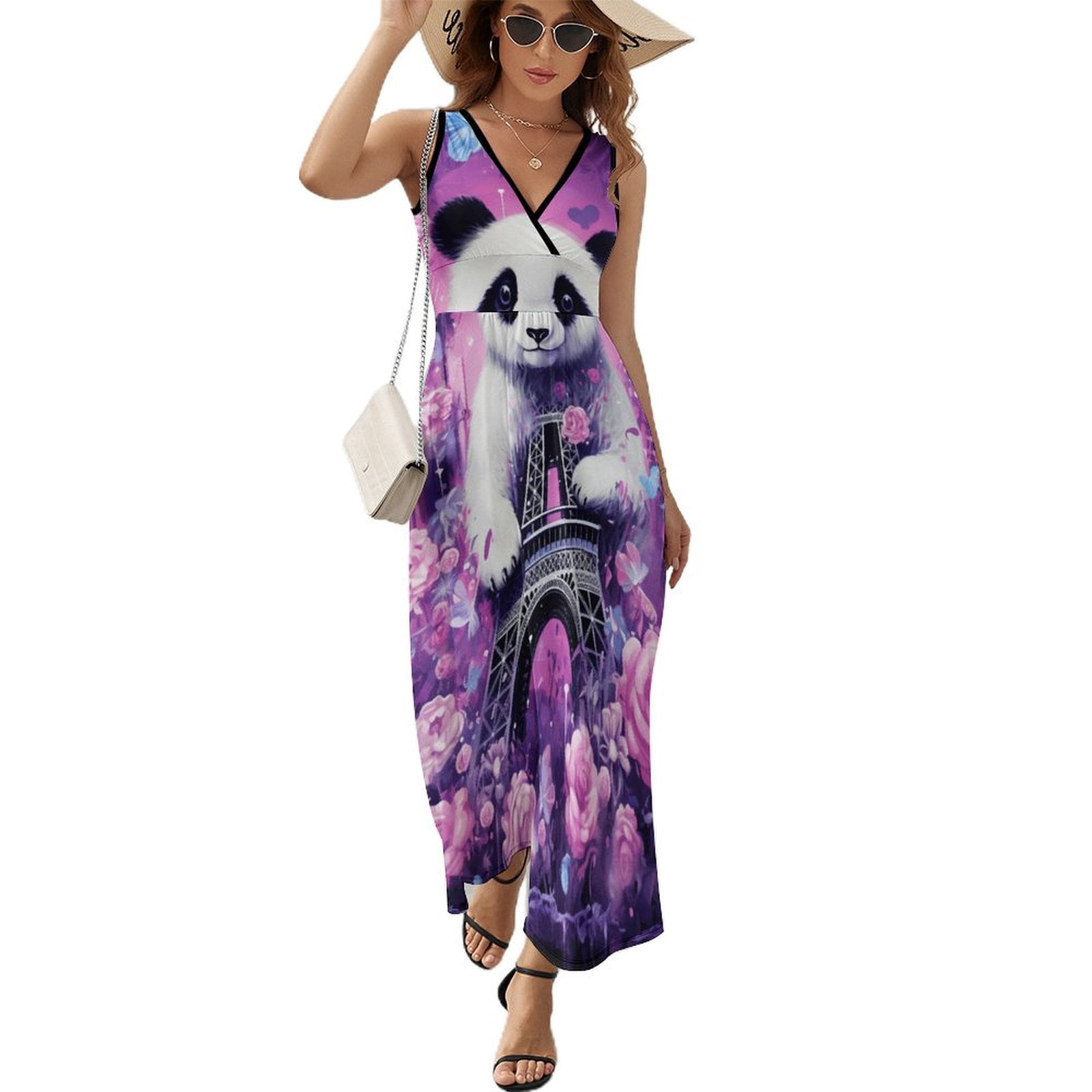 Funny Cute Panda Art Sleeveless Dress Women's Summer Suit Dresses for ...