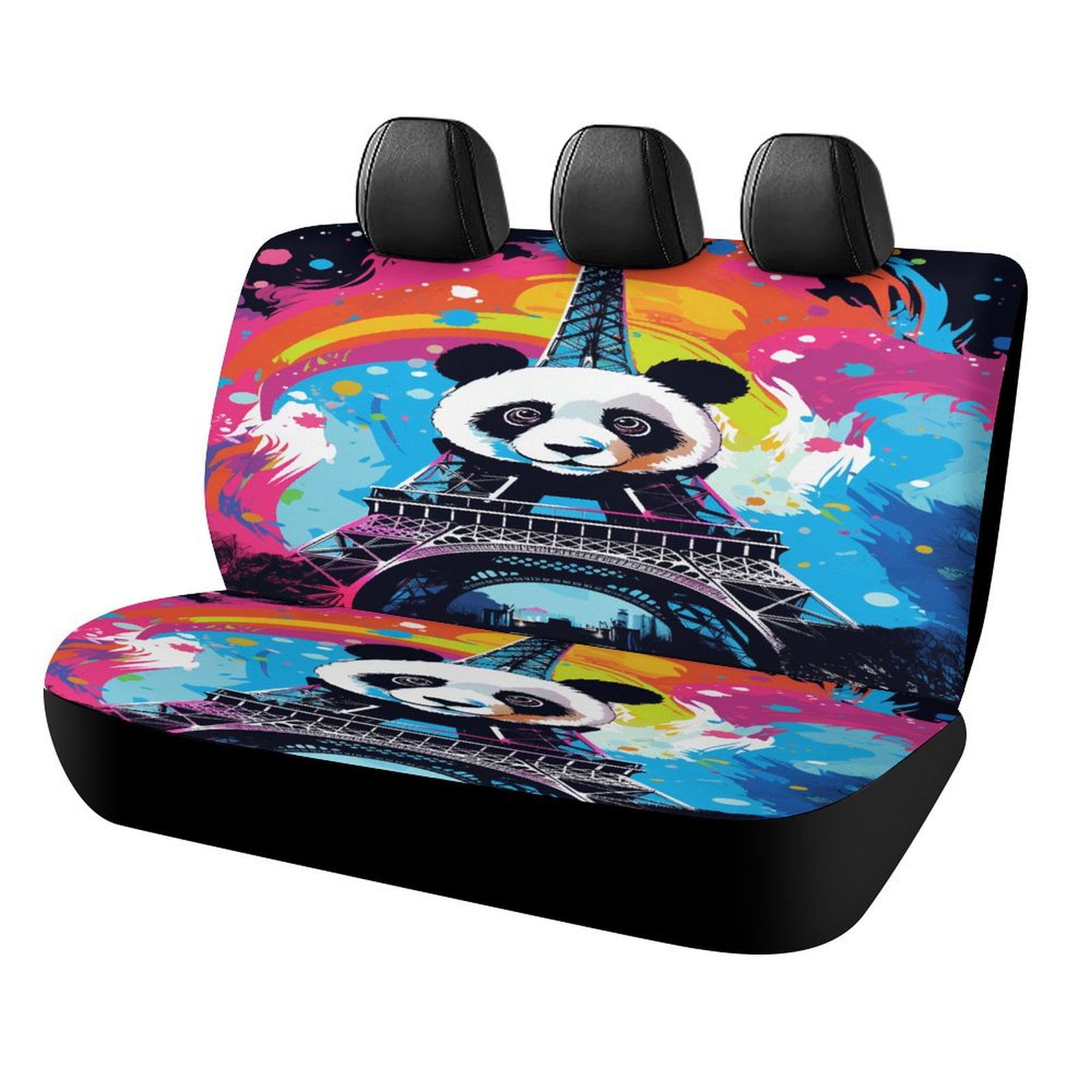Funny Cute Panda Rear Seat Covers, Car Backseat Protector, Universal ...